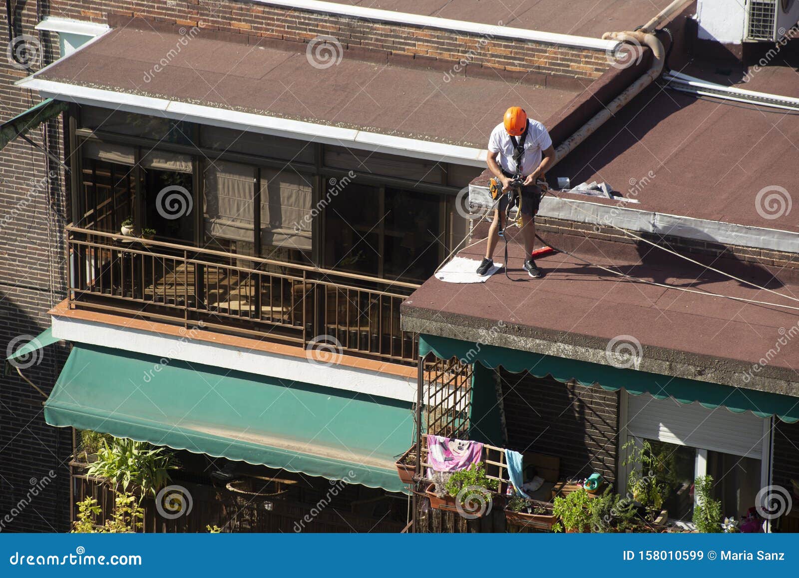 Madrid, Spain - September, 04, 2019: Work at Height. Worker with ...