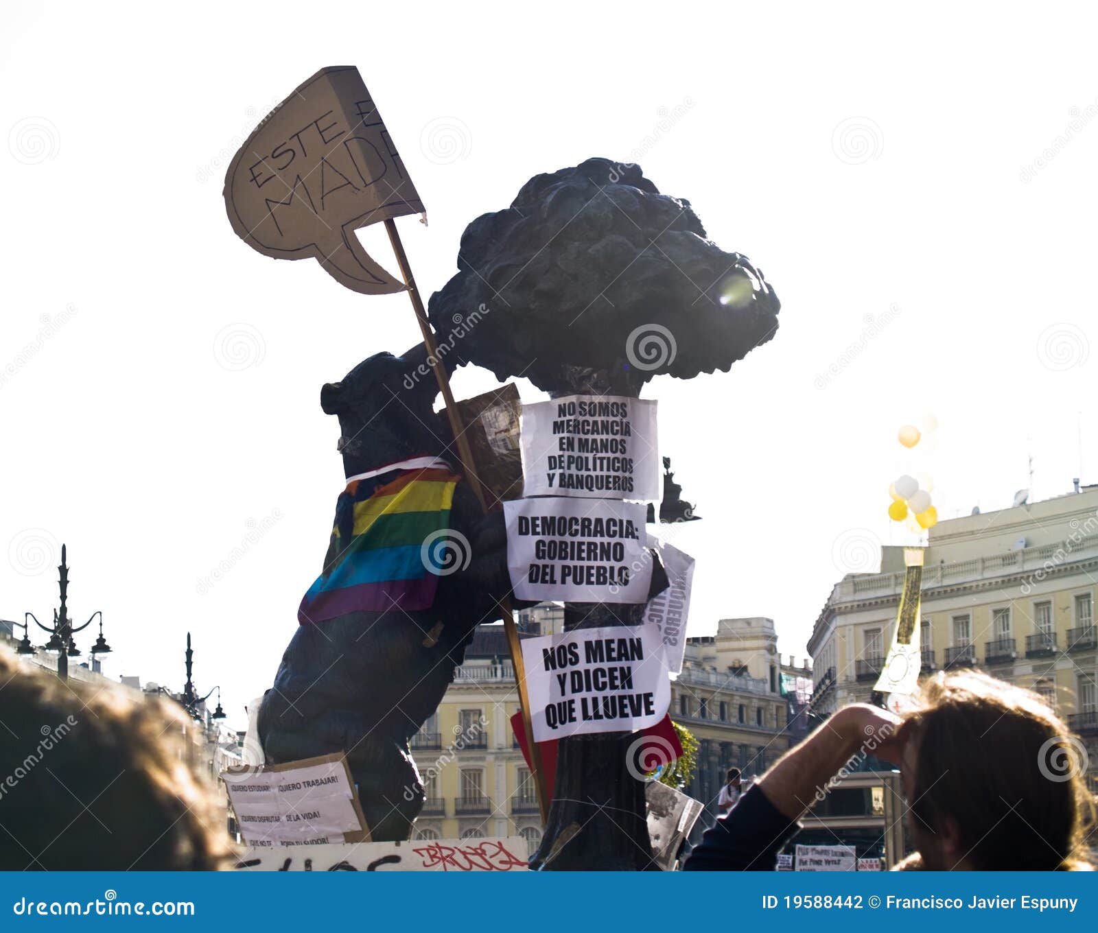 Madrid Symbols with Protest Signs at the Spanish R Editorial ...