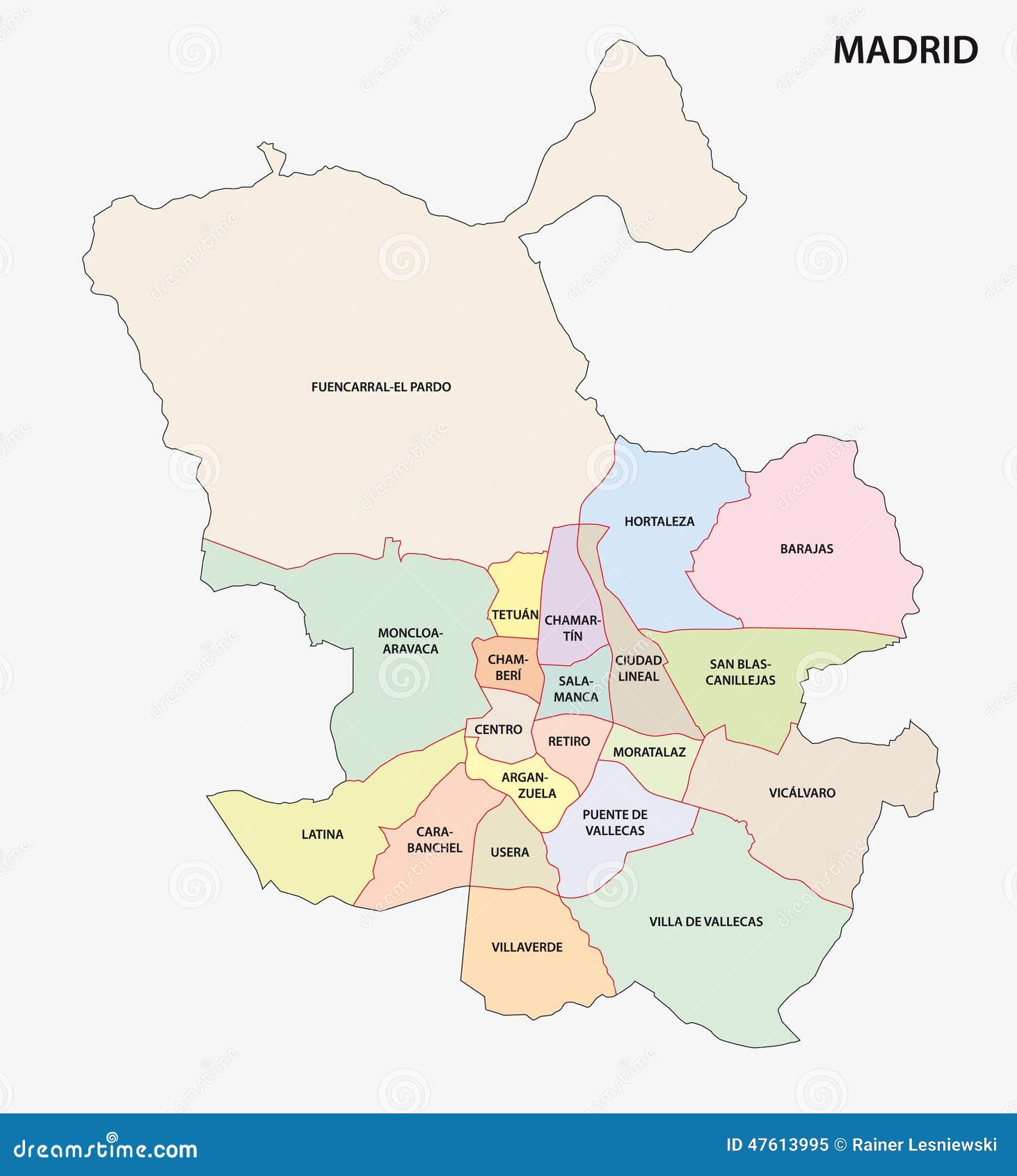 Madryt Administracyjna Mapa Ilustracja Wektor - Ilustracja złożonej z ...