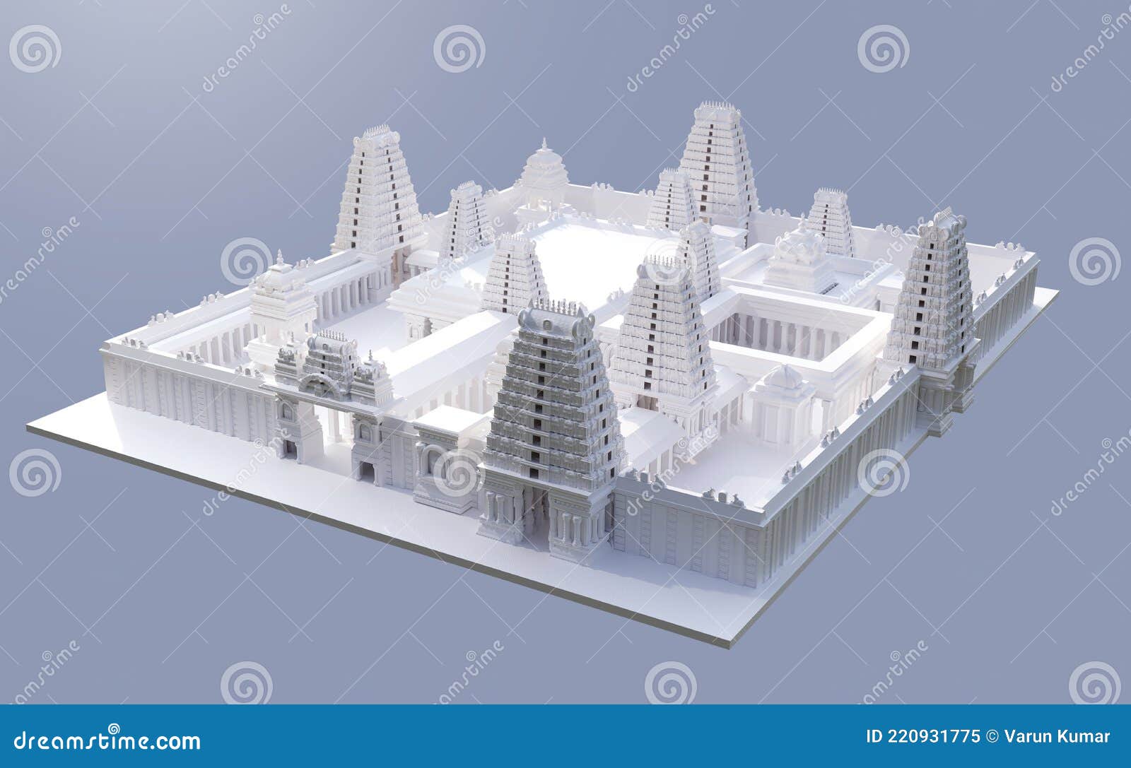 Madurai Temple White Model Display 3d Render Stock Illustration ...