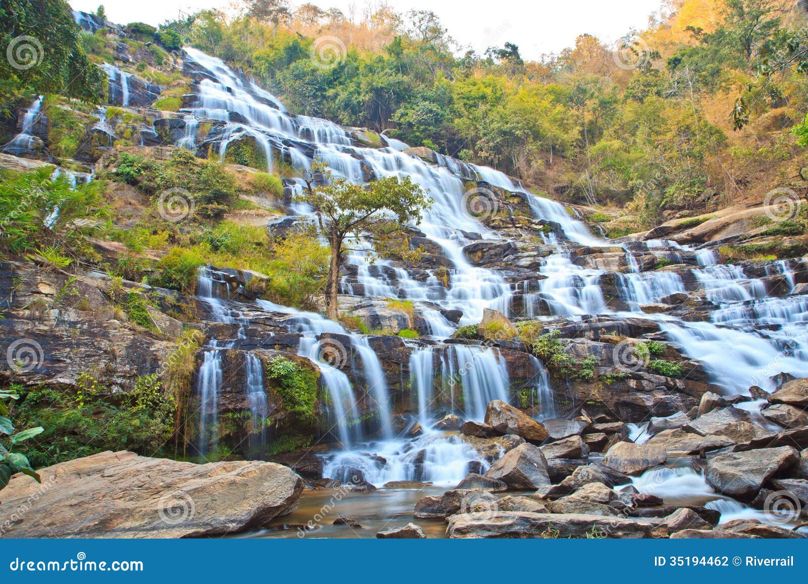 Mae Ya waterfall stock photo. Image of asian, flowing - 35194462