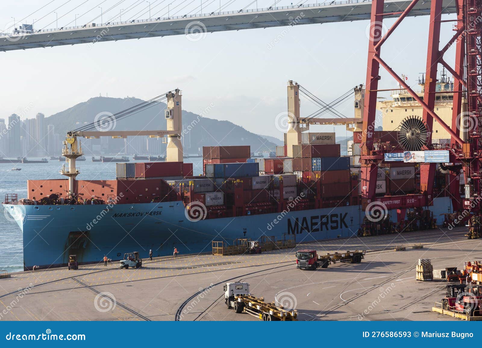 Maersk Owned Cargo Container Ship Nakskov Maersk Berthed In Sea Port