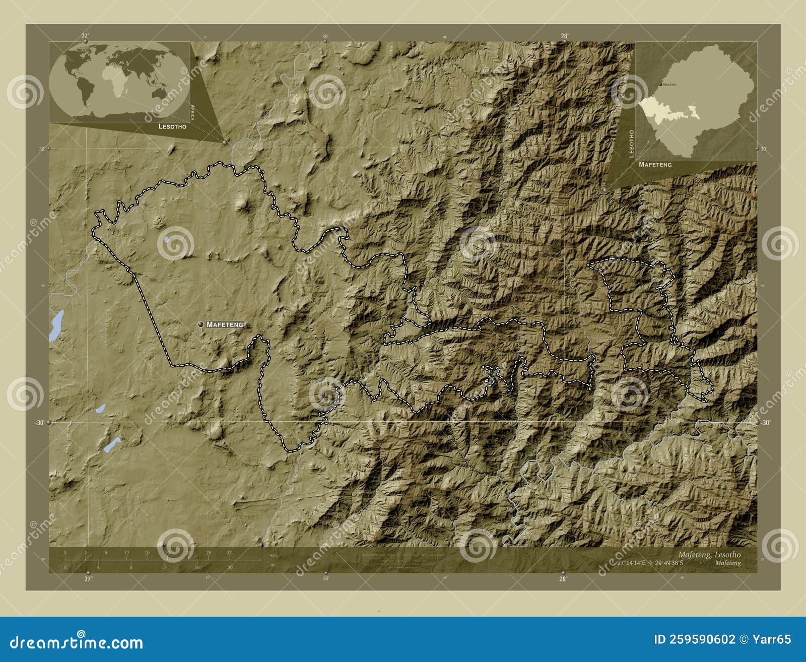 Mafeteng, Lesotho. Wiki. Labelled Points of Cities Stock Illustration ...