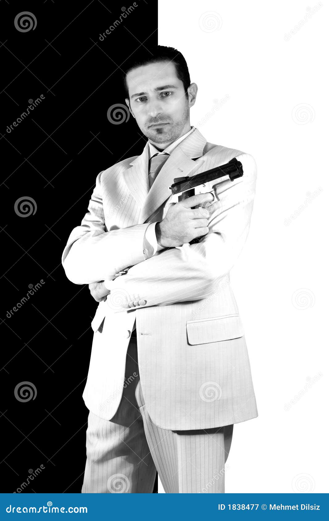 Mafia with Arms Crossed and a Gunon Hand Stock Image - Image of boss ...