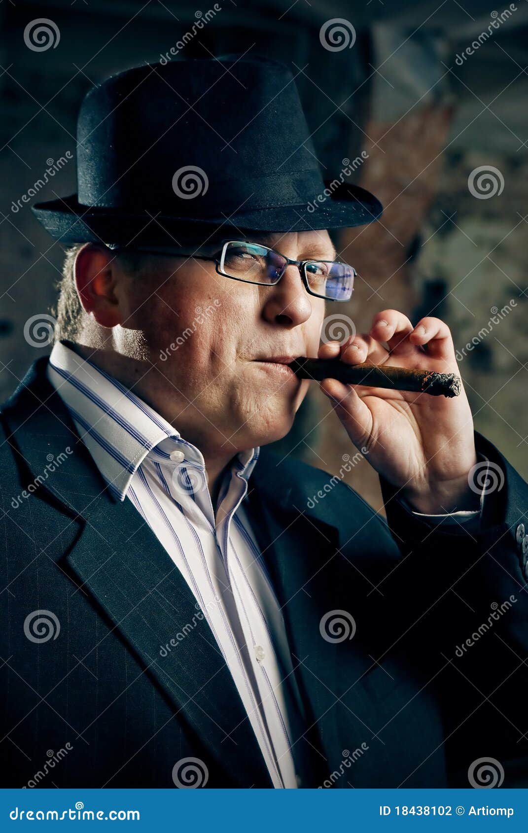 Mafia boss with cigar stock photo. Image of sneak, black - 18438102