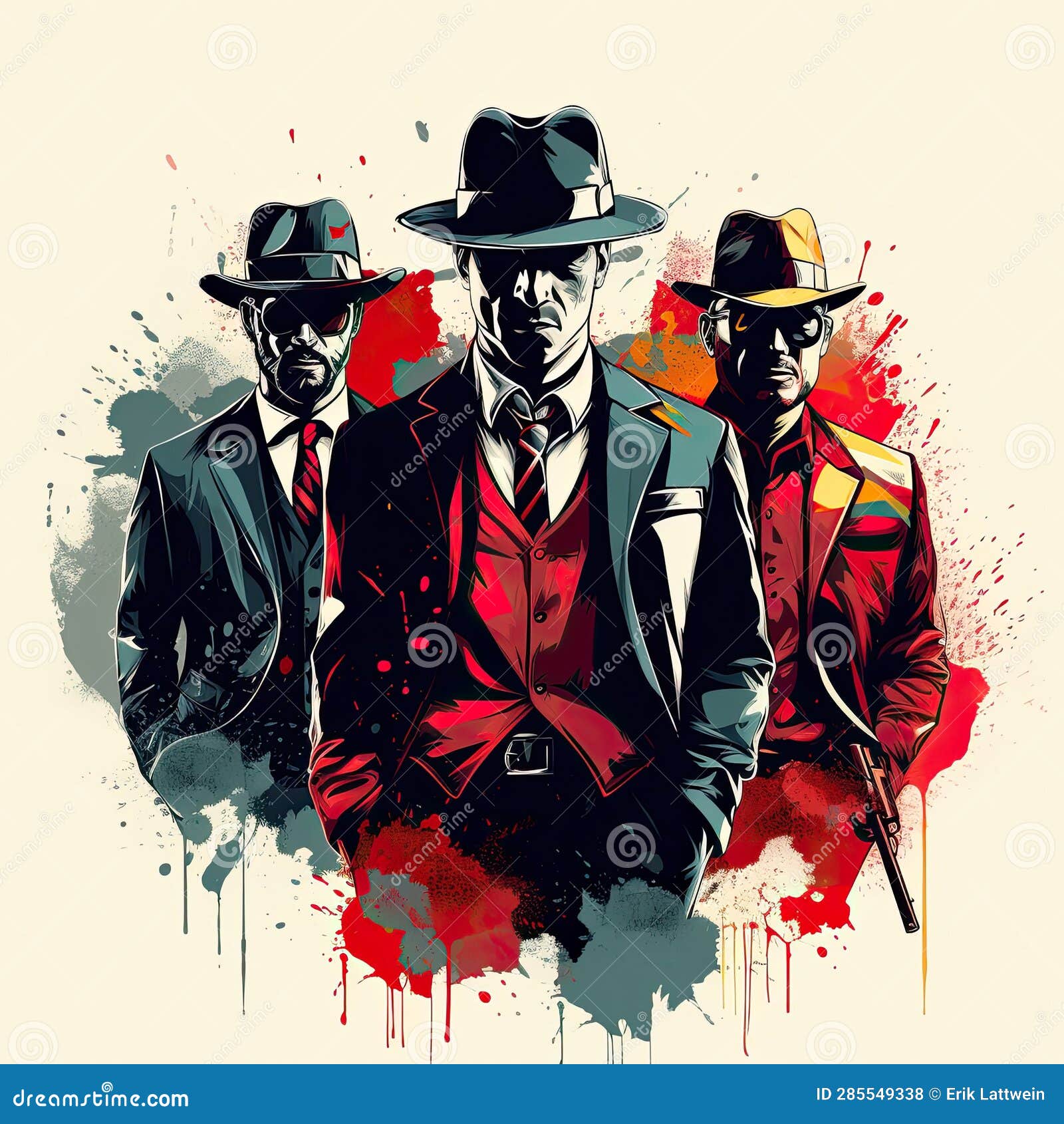 Mafia Gangsters Clip Art Oder Shirt Design Stock Abbildung ...