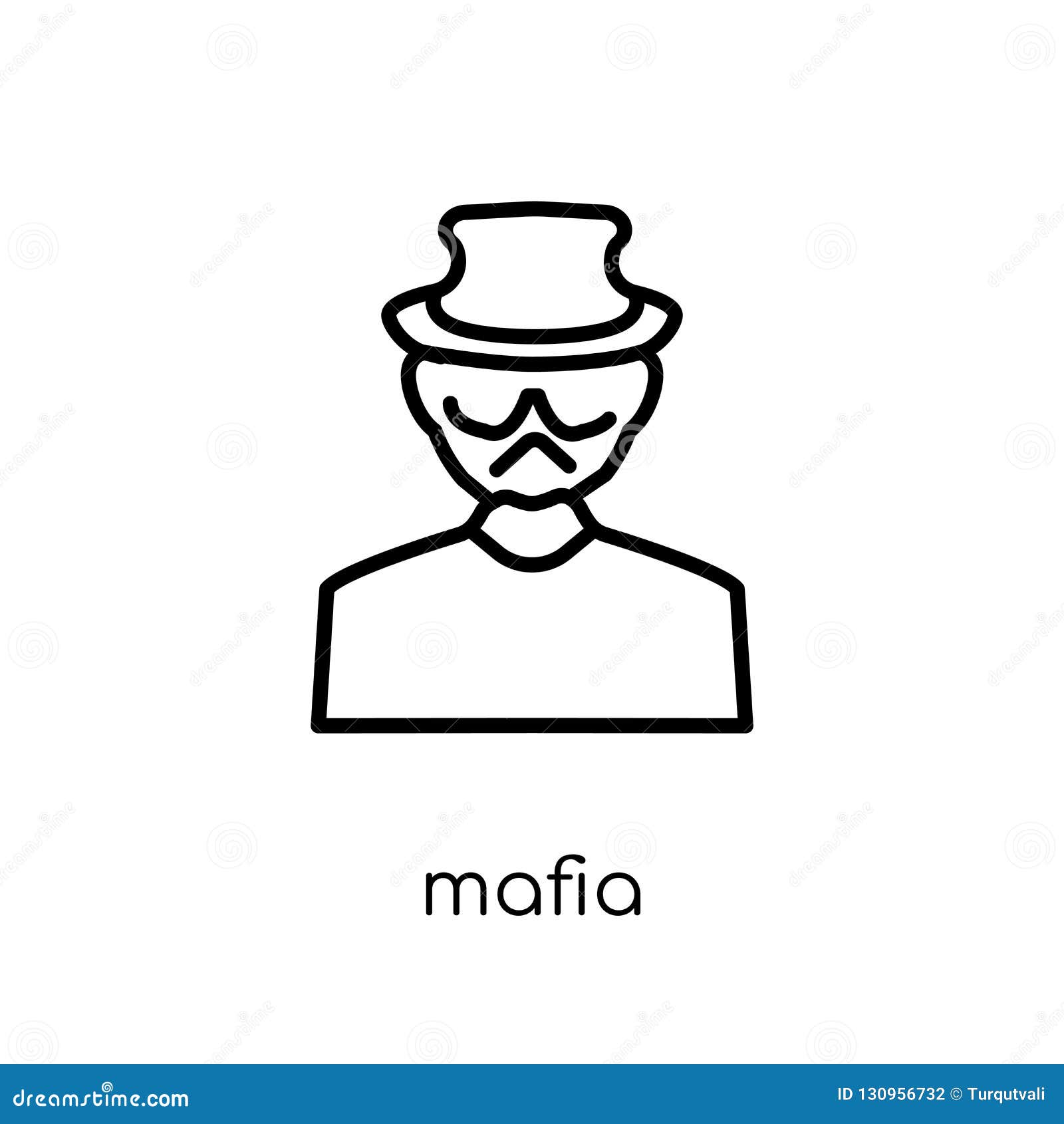 Mafia Icon. Trendy Modern Flat Linear Vector Mafia Icon on White Stock ...