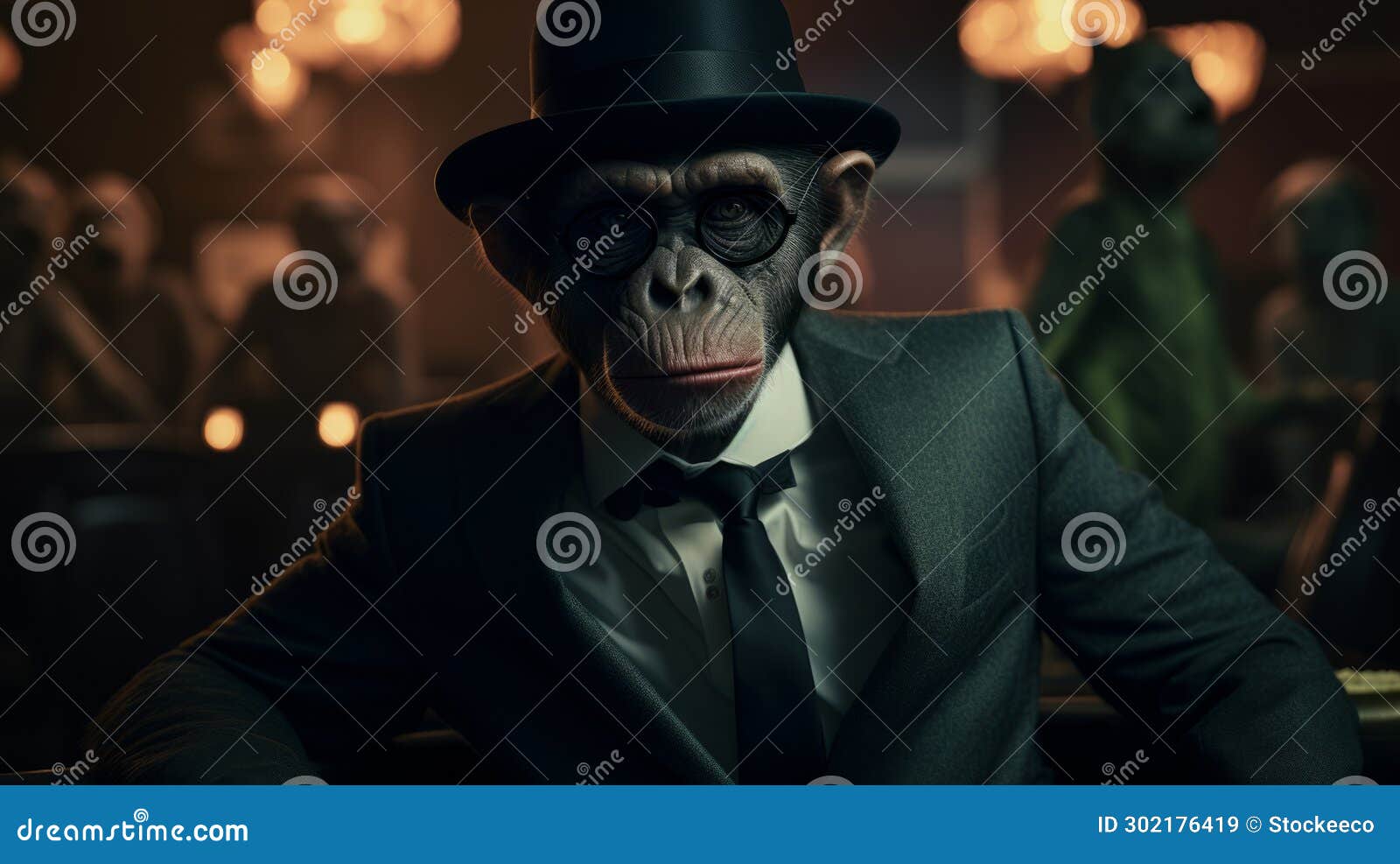 Mafia Monkey: a Surrealistic Cinematic Portrait in Ray Tracing Stock ...