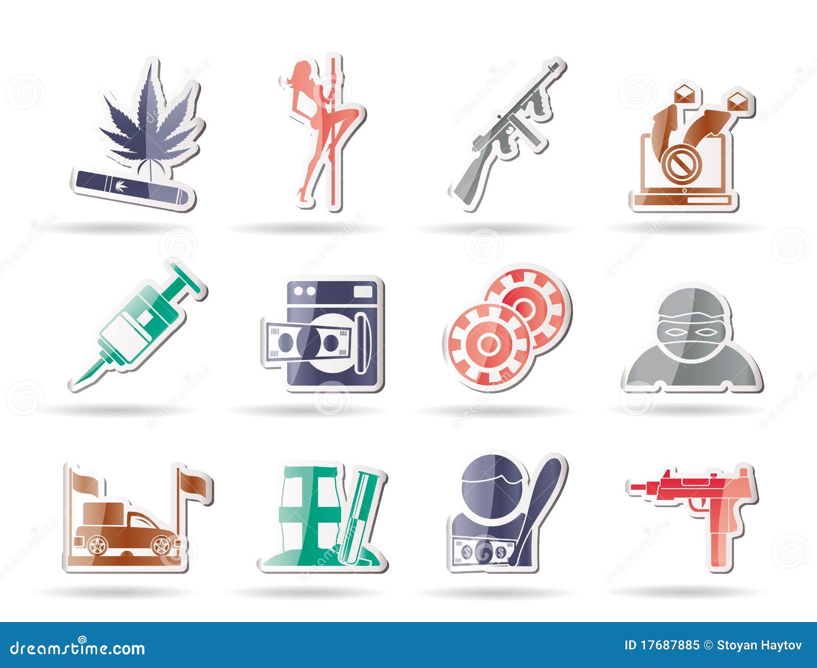 Mafia and Organized Criminality Activity Icons Stock Vector ...