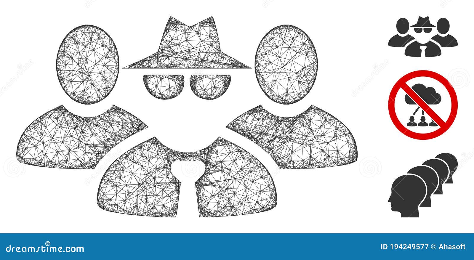 Mafia People Group Vector Mesh Carcass Model And Triangle Mosaic Icon ...