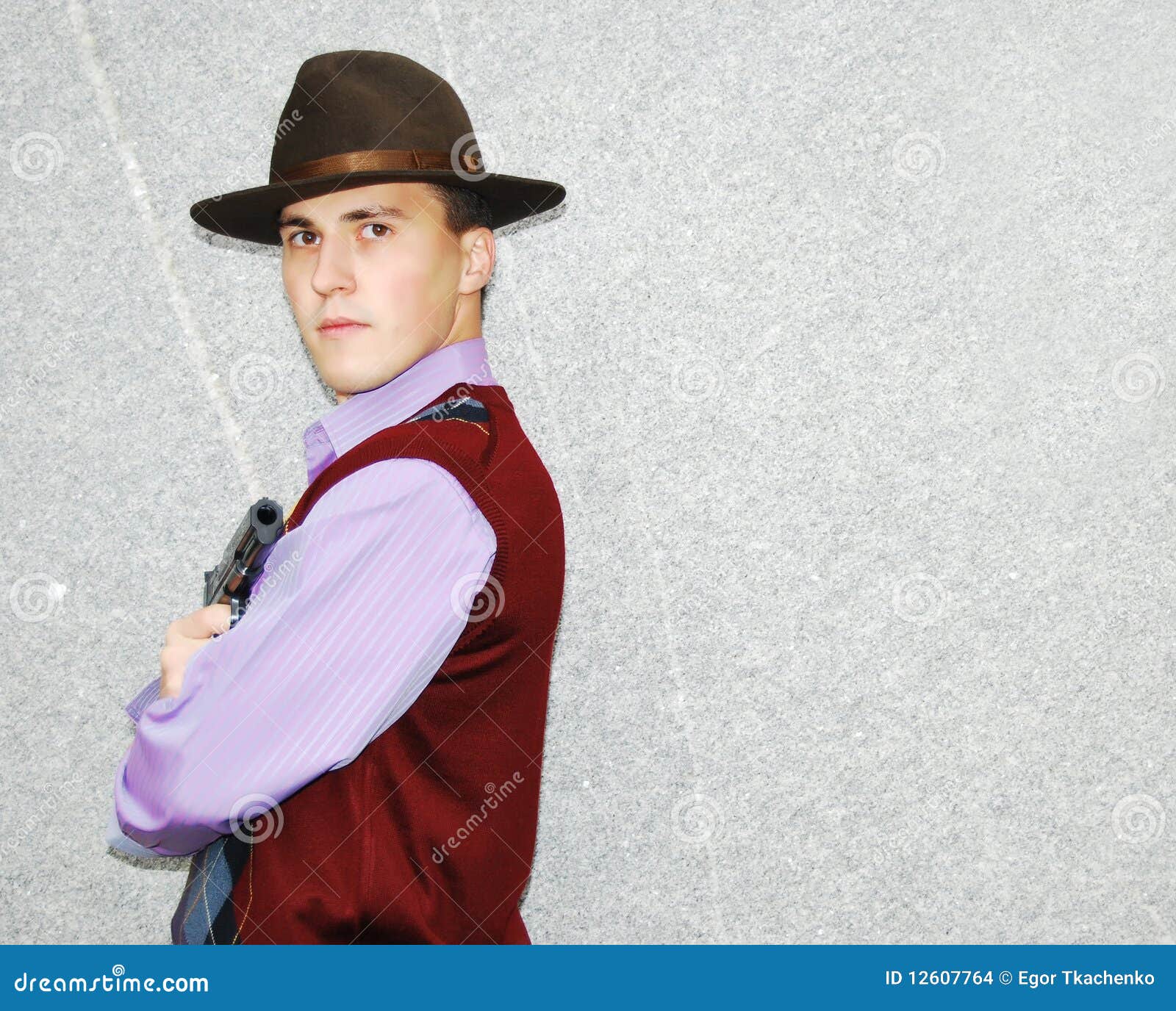 Mafia type with revolver. stock photo. Image of horror - 12607764