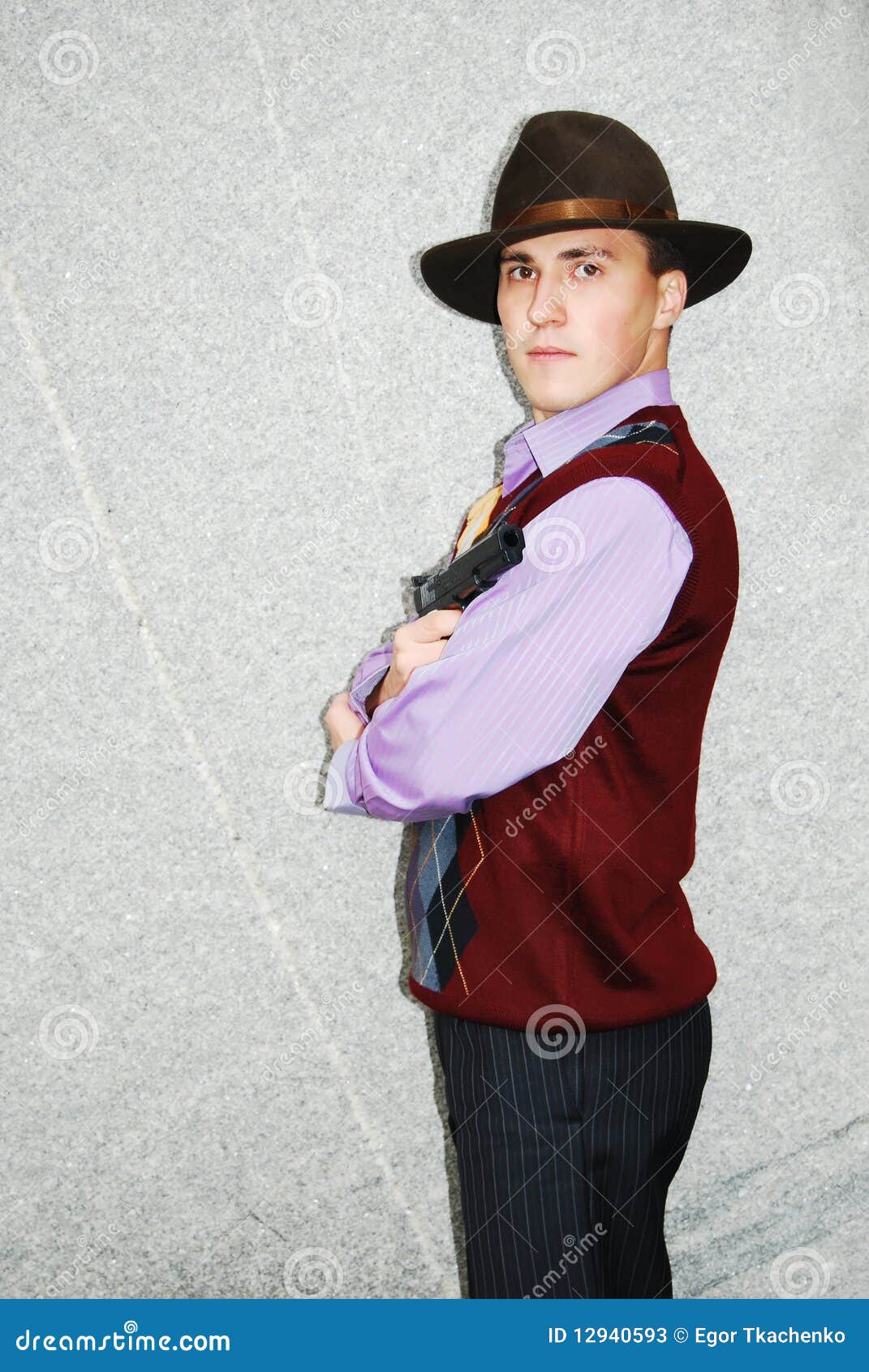 Mafia type with revolver. stock image. Image of boys - 12940593