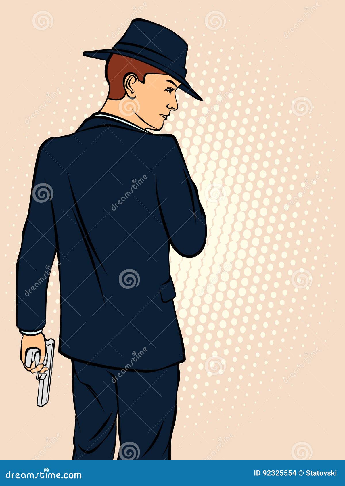Mafioso With Gun. Retro Mafia Man. Pop Art Mafia Boss Cartoon Vector ...