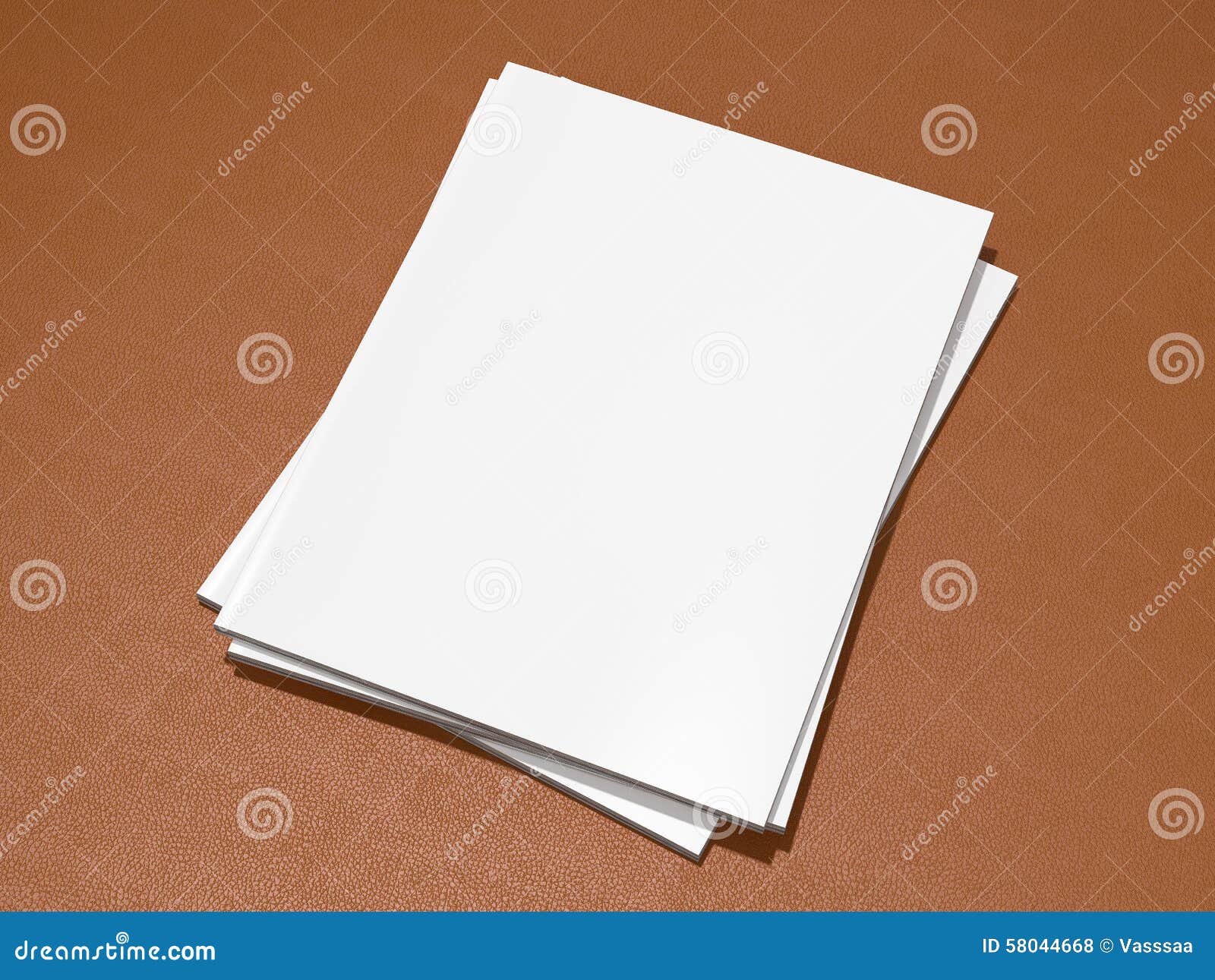 Magazine Cover with Blank White Page Mockup on Leather Substrate Stock ...