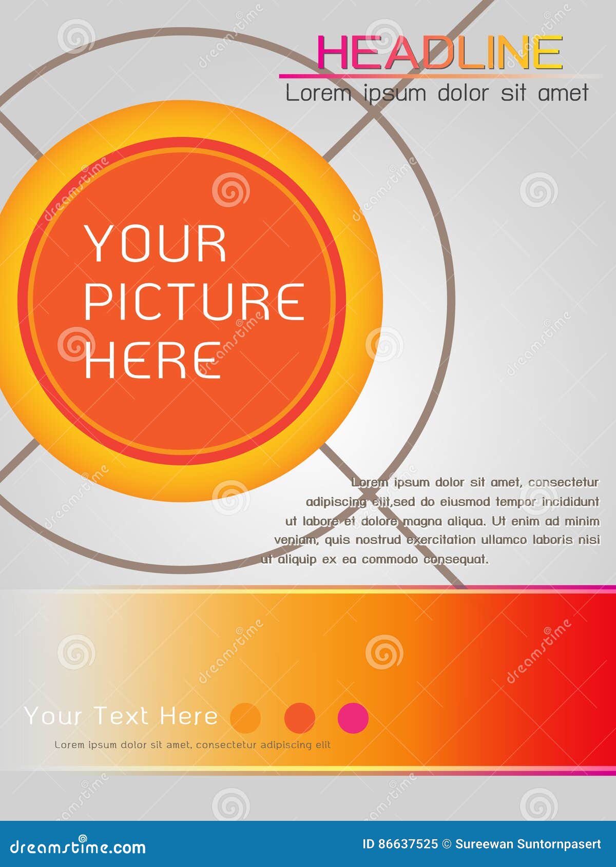 Magazine Cover Template Design in Orange Theme Stock Vector ...