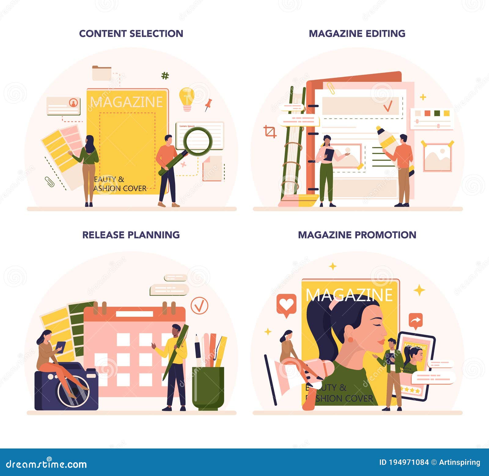 Magazine Editor Concept Set. Journalist and Designer Working on ...