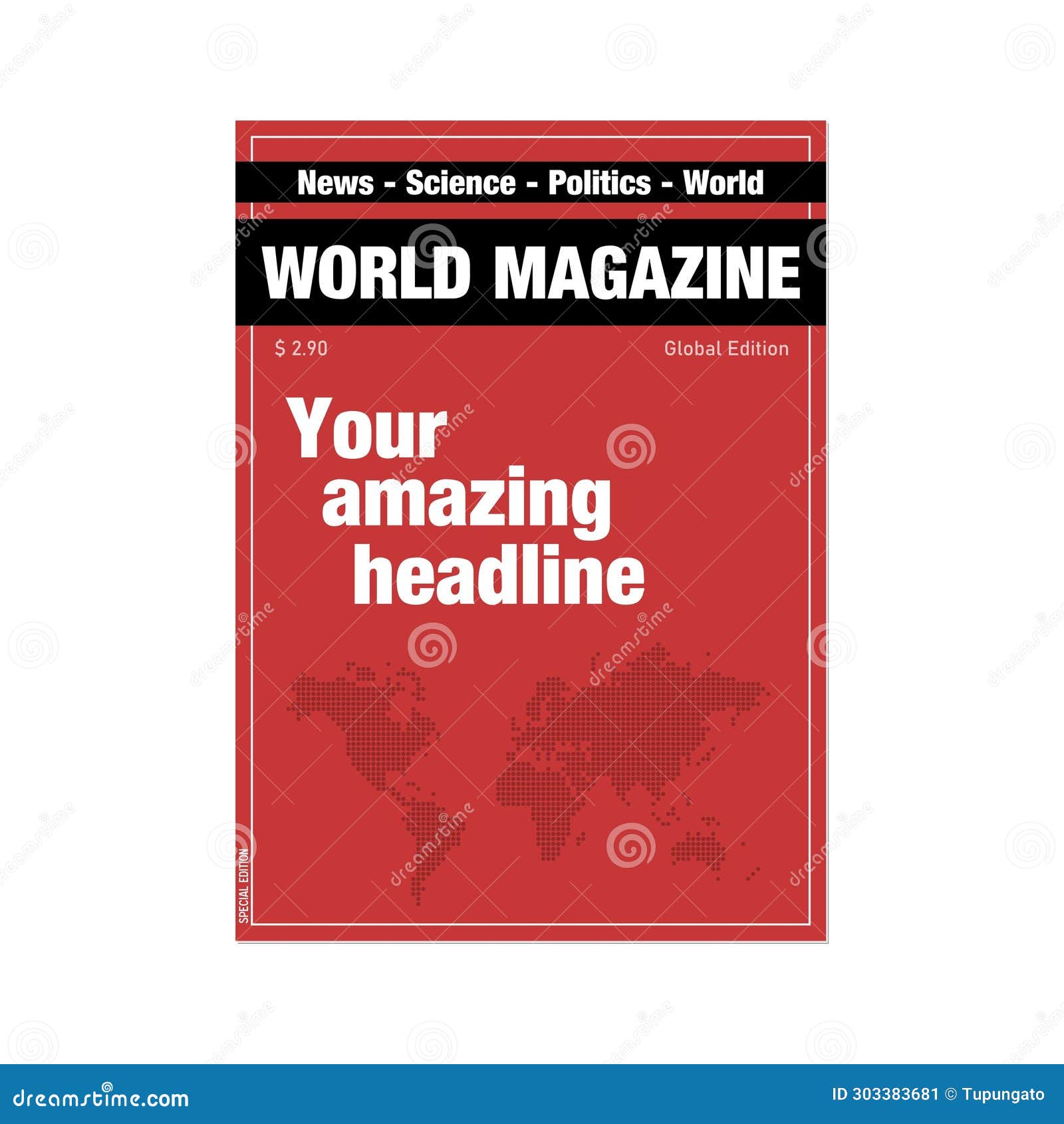 Magazine Front Cover Mockup Template Stock Vector - Illustration of ...