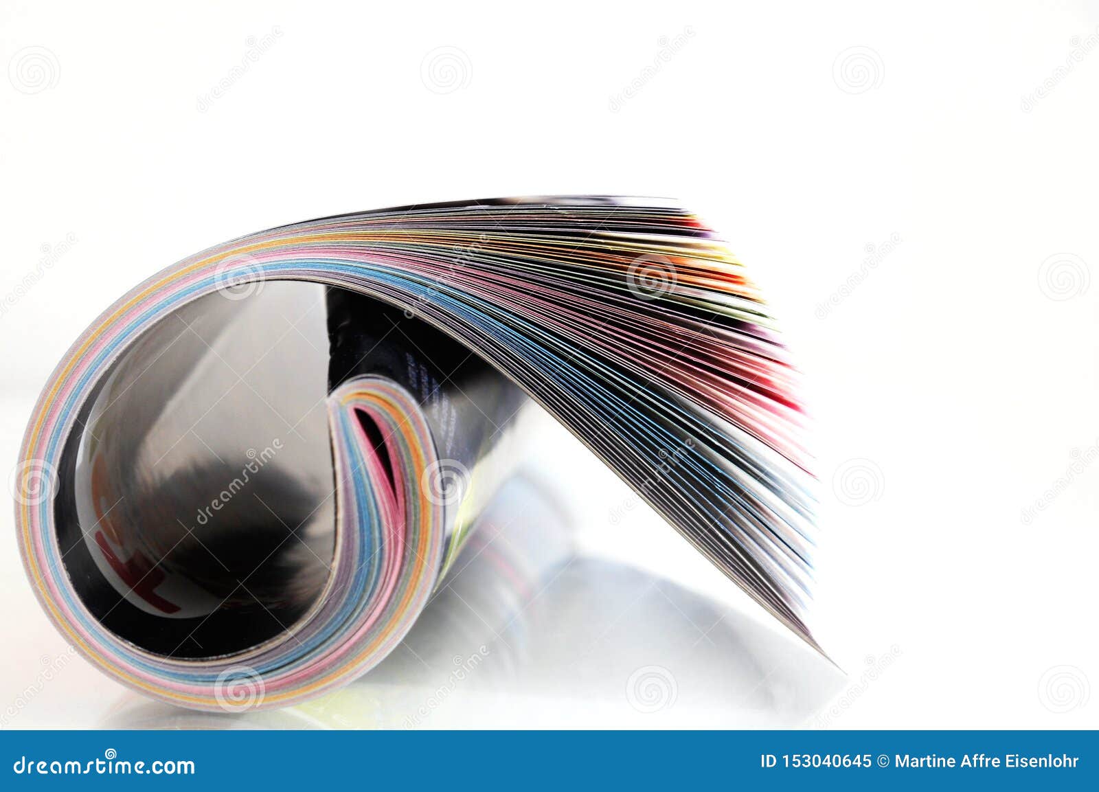 Half-opened Magazine Close-up on White Background Stock Image - Image ...