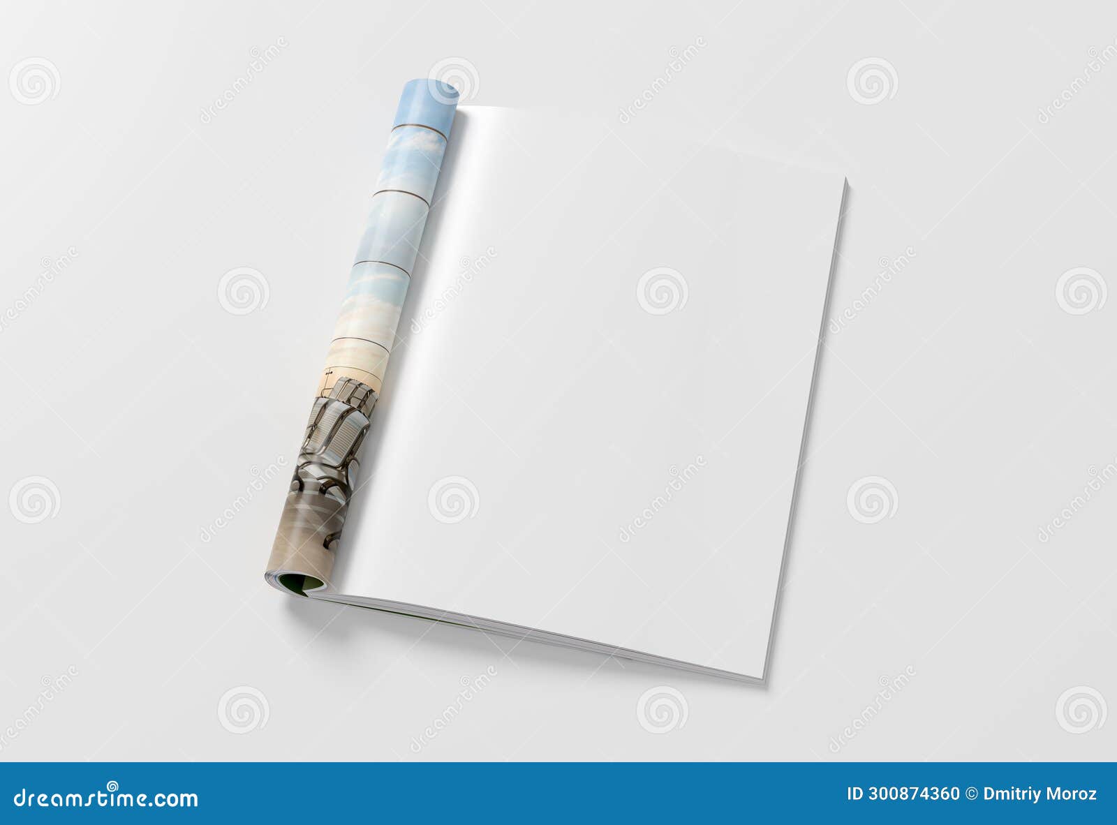 Magazine Right-hand Page Mockup on White Background Stock Illustration ...