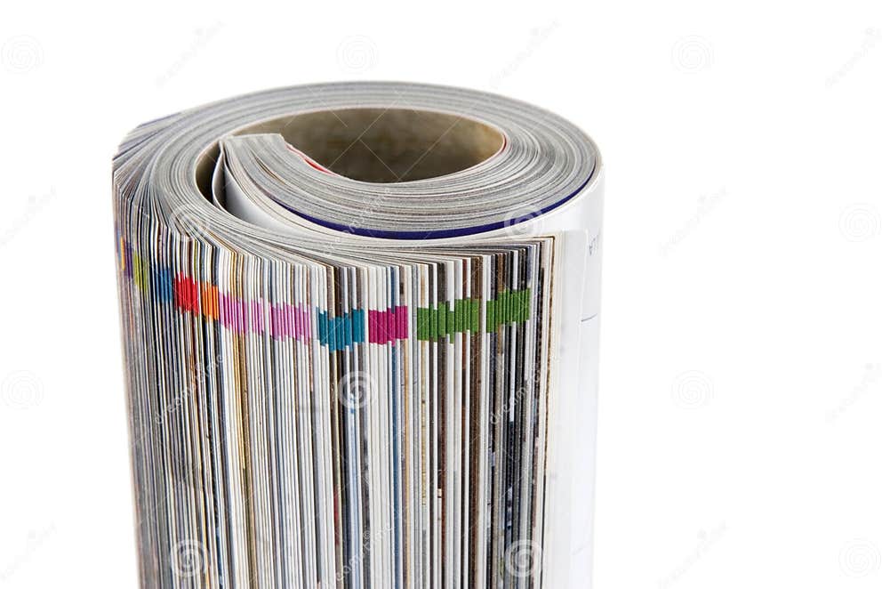 Magazine Roll Isolated on White Stock Photo - Image of leisure, global ...