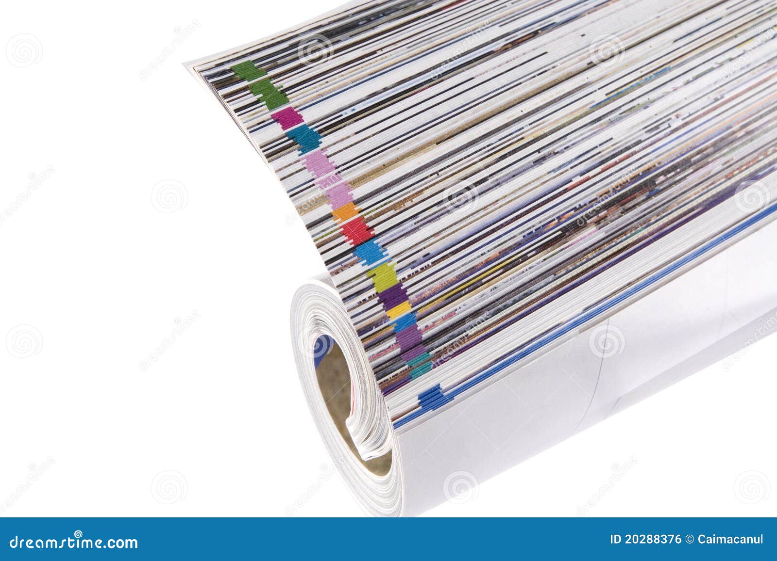 Magazine Roll Isolated on White Stock Photo - Image of media, data ...