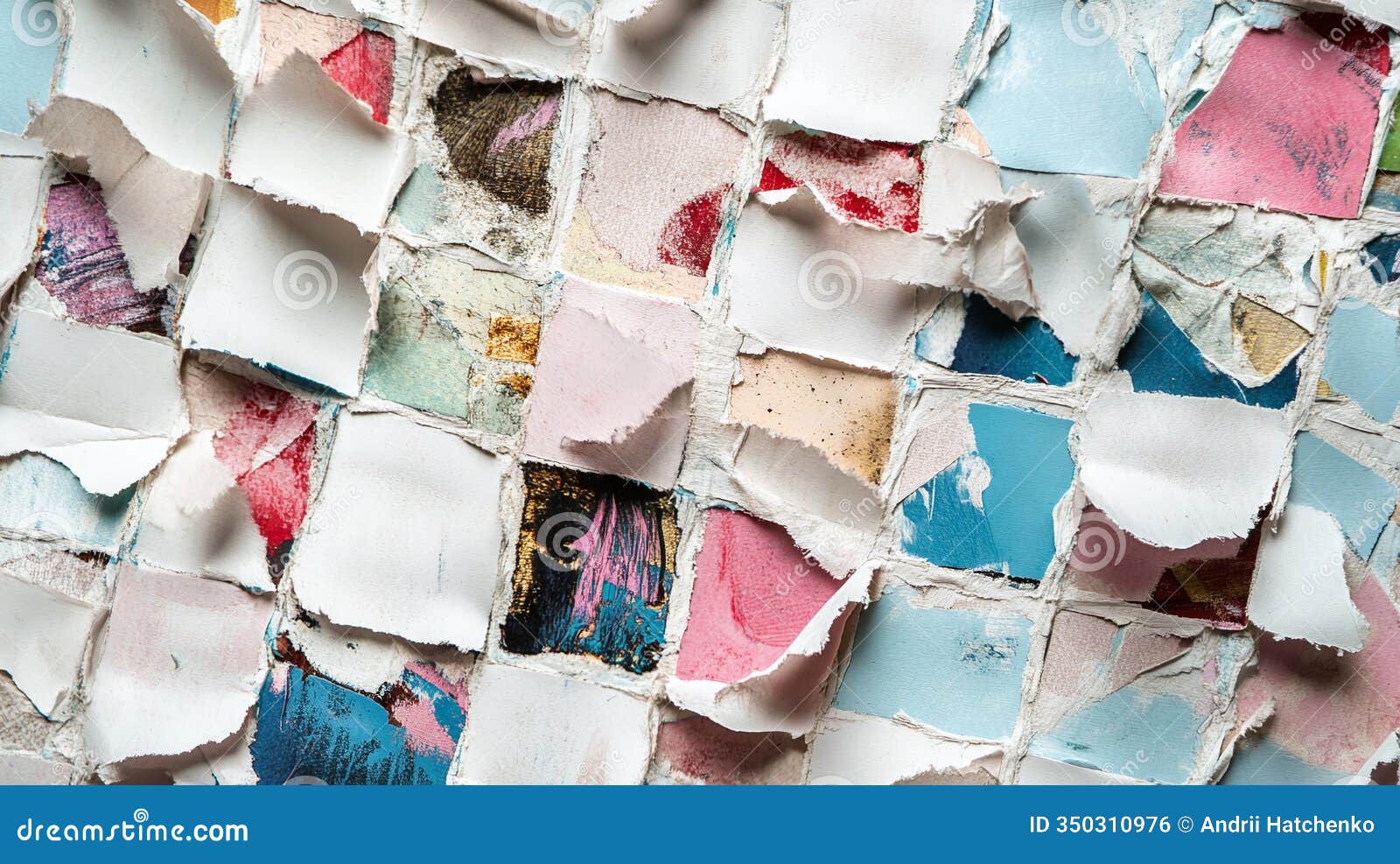 Magazine-style Grid Pattern with Torn Paper Elements and Subtle Shadow ...