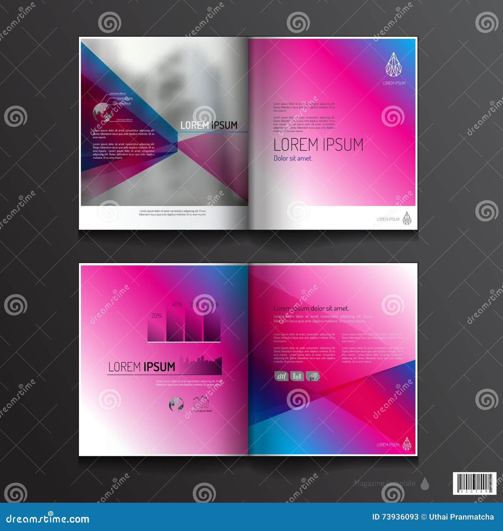 Magazine Template Colorful Design. Pages Layout Stock Vector ...