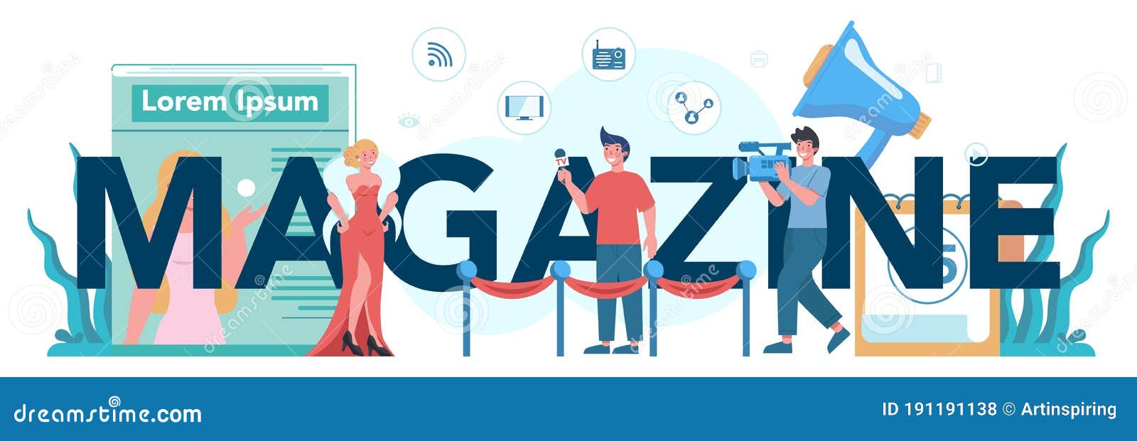 Magazine Typographic Header Concept. Journalist and Designer Stock ...