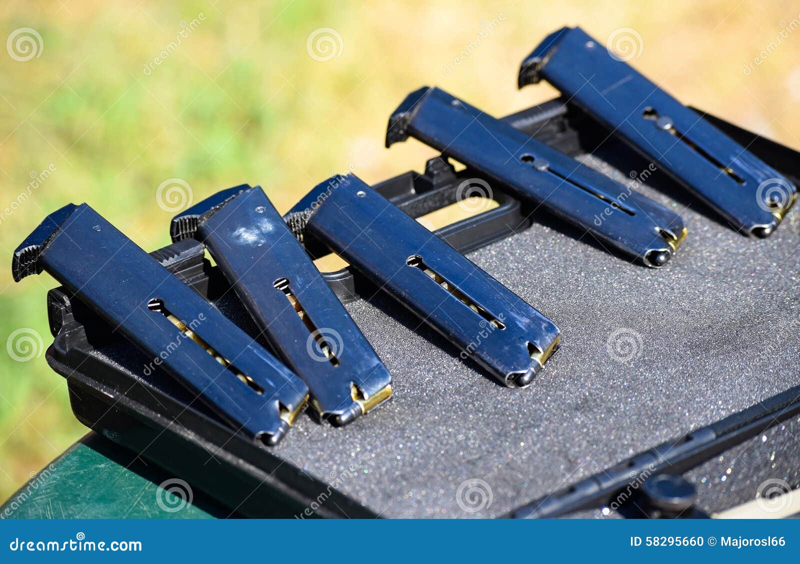 Magazines of a pistol stock photo. Image of shooter, outdoors - 58295660