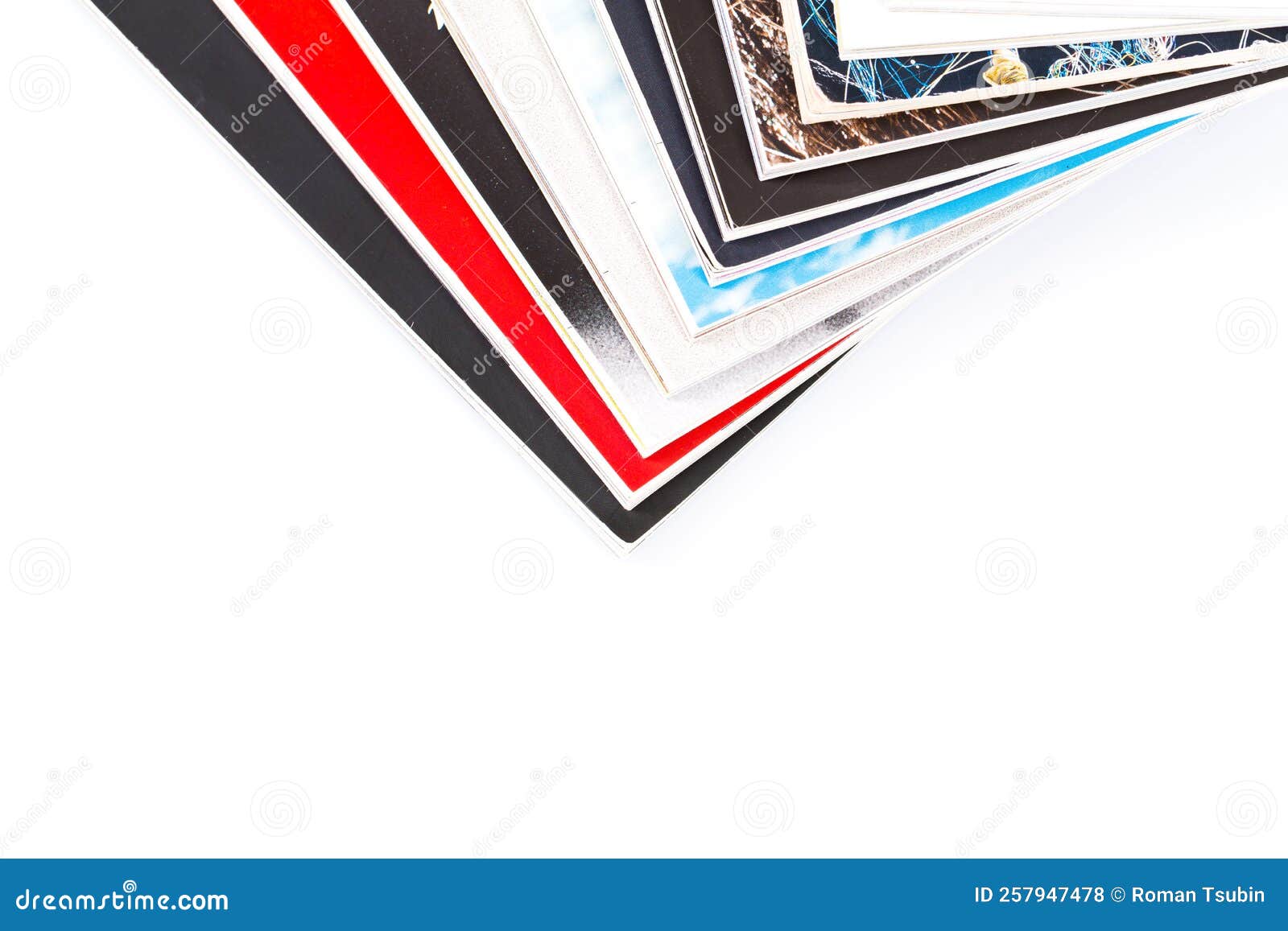 Magazines Shot on White Background Stock Photo - Image of blue, heap ...