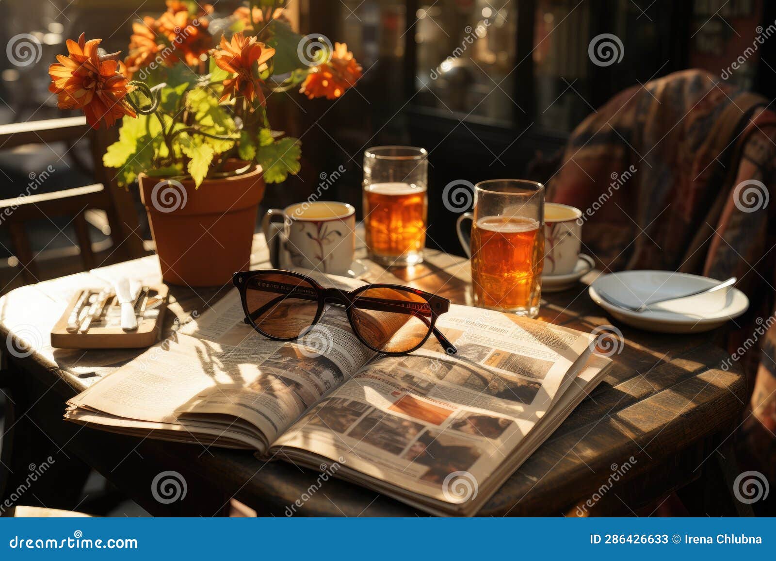 Magazines on Table with Eyeglasses Stock Illustration - Illustration of ...