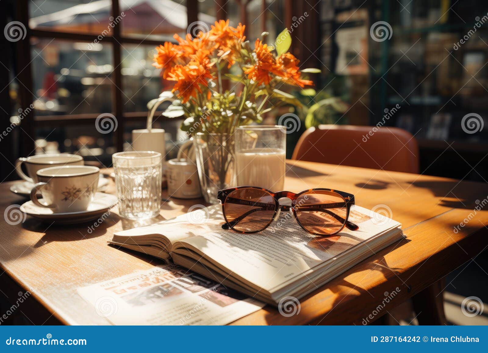 Magazines on Table with Eyeglasses Stock Illustration - Illustration of ...