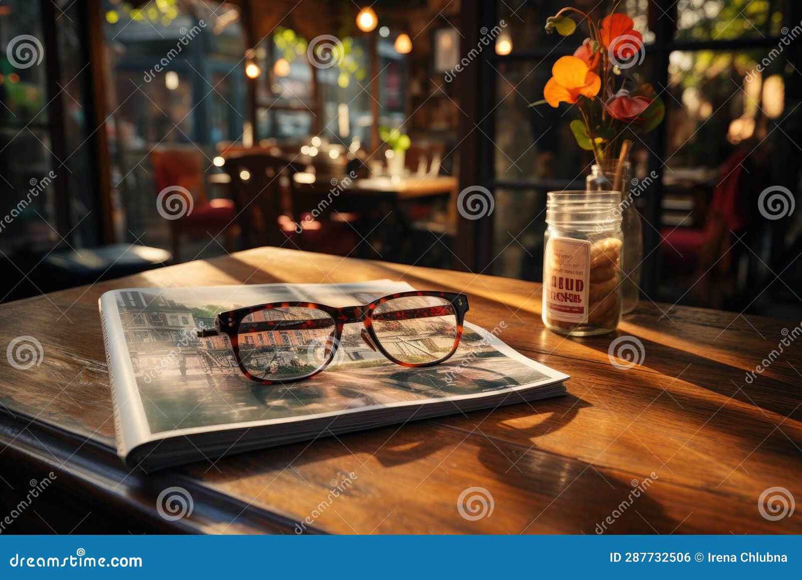 Magazines on Table with Eyeglasses Stock Illustration - Illustration of ...