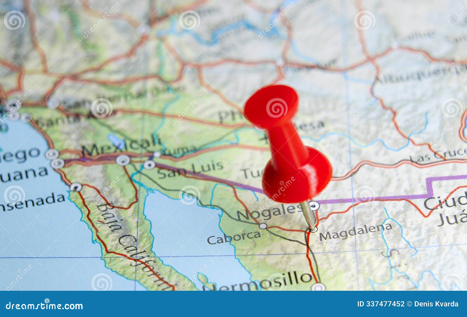 Magdalena, Mexico Pin on Map Stock Photo - Image of symbol, freedom ...