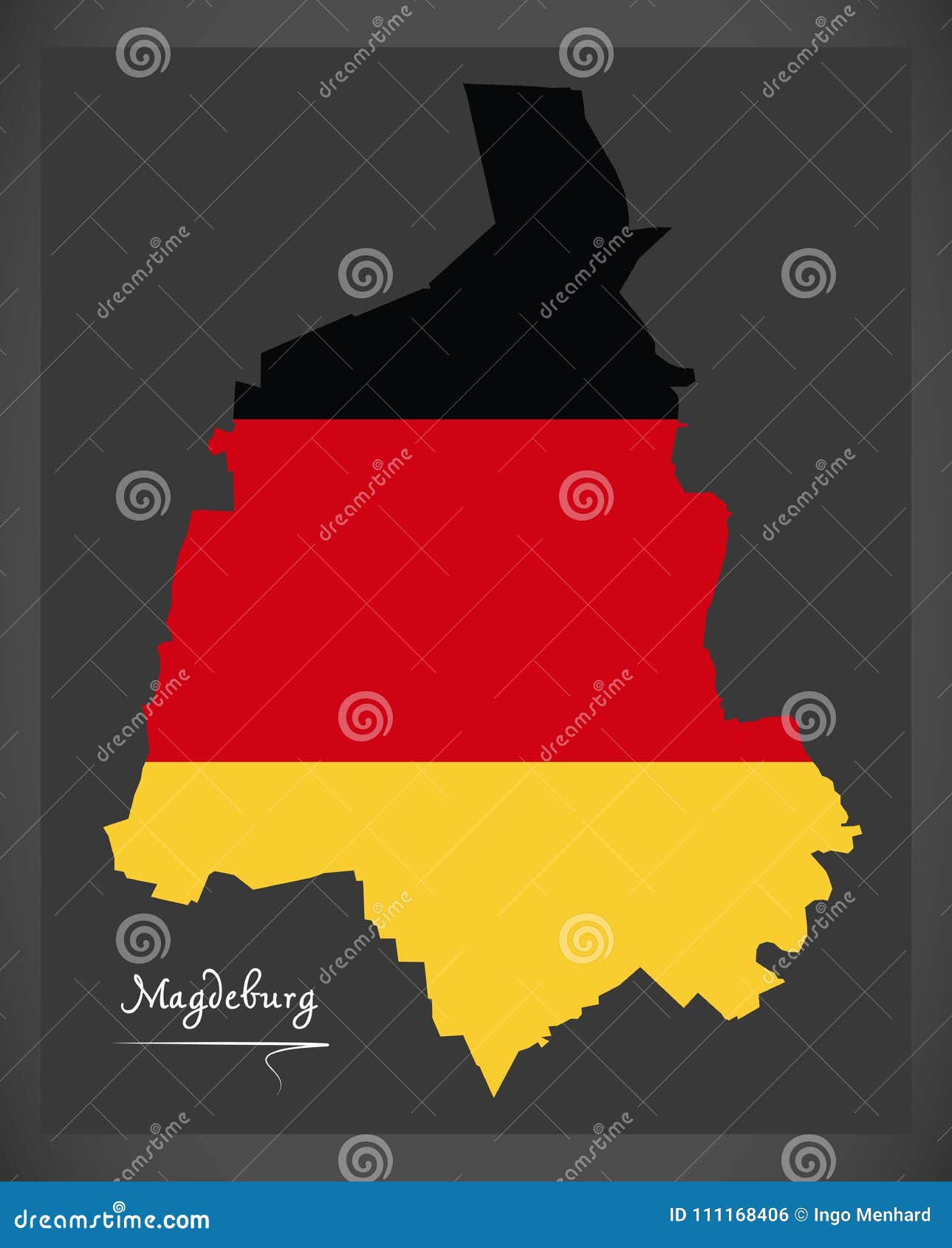 Magdeburg Map with German National Flag Illustration Stock Vector ...