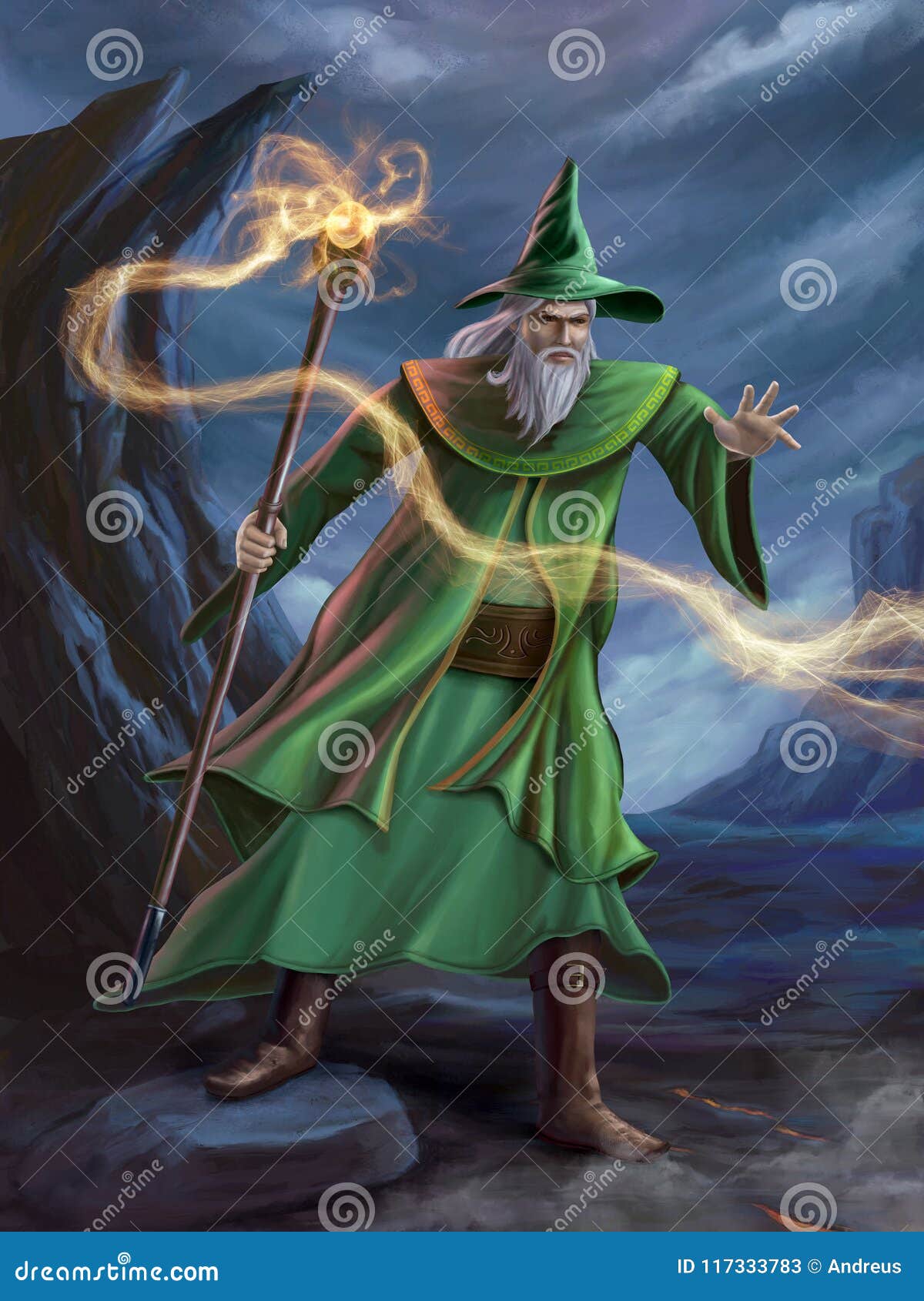 Mage casting a spell stock illustration. Illustration of casting ...