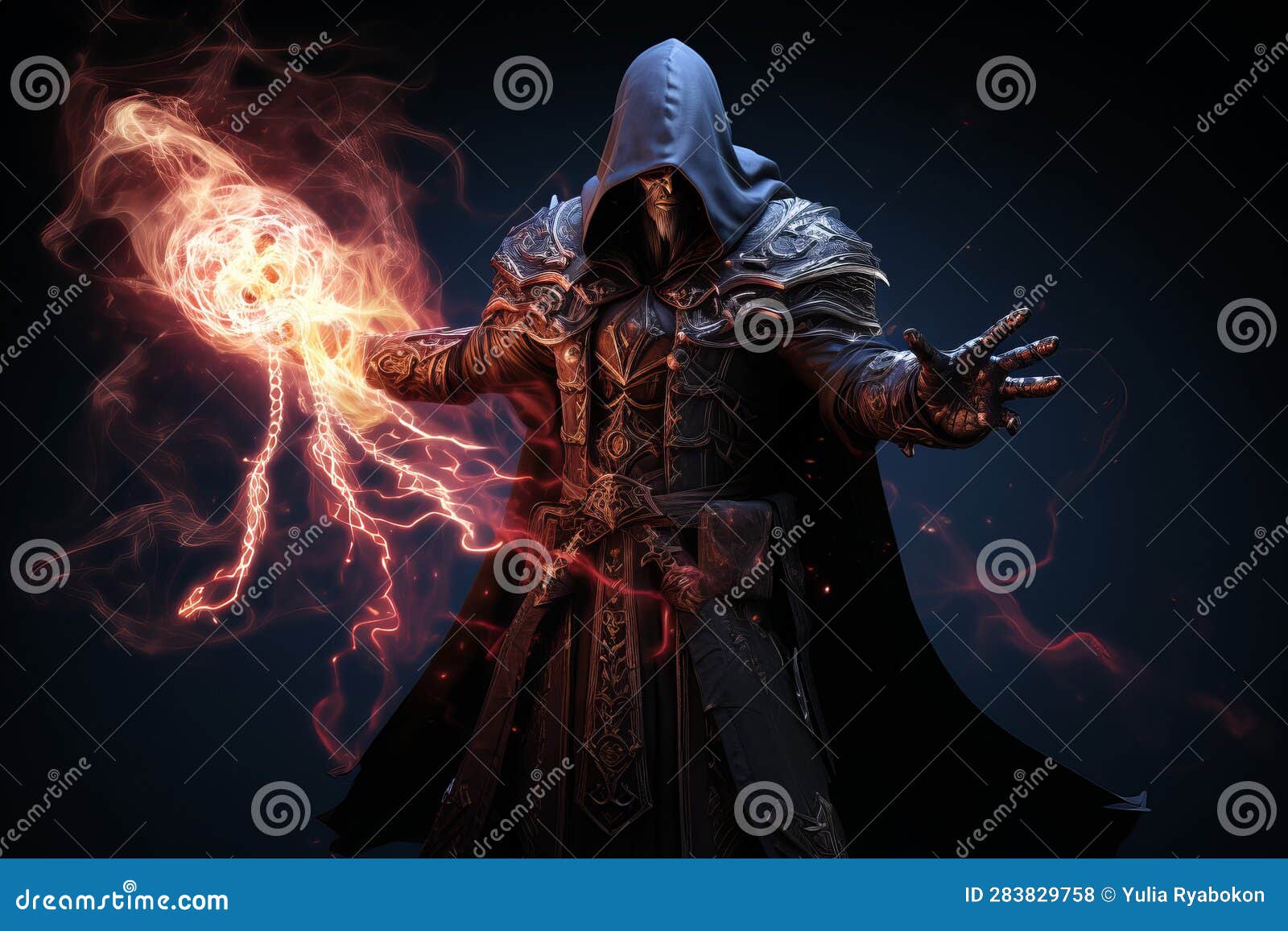 Mage Necromancer Fire. Generate Ai Stock Illustration - Illustration of ...