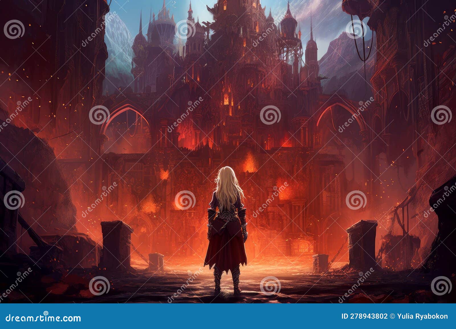 Mage Person Red Fantasy Dungeon. Generate Ai Stock Illustration ...