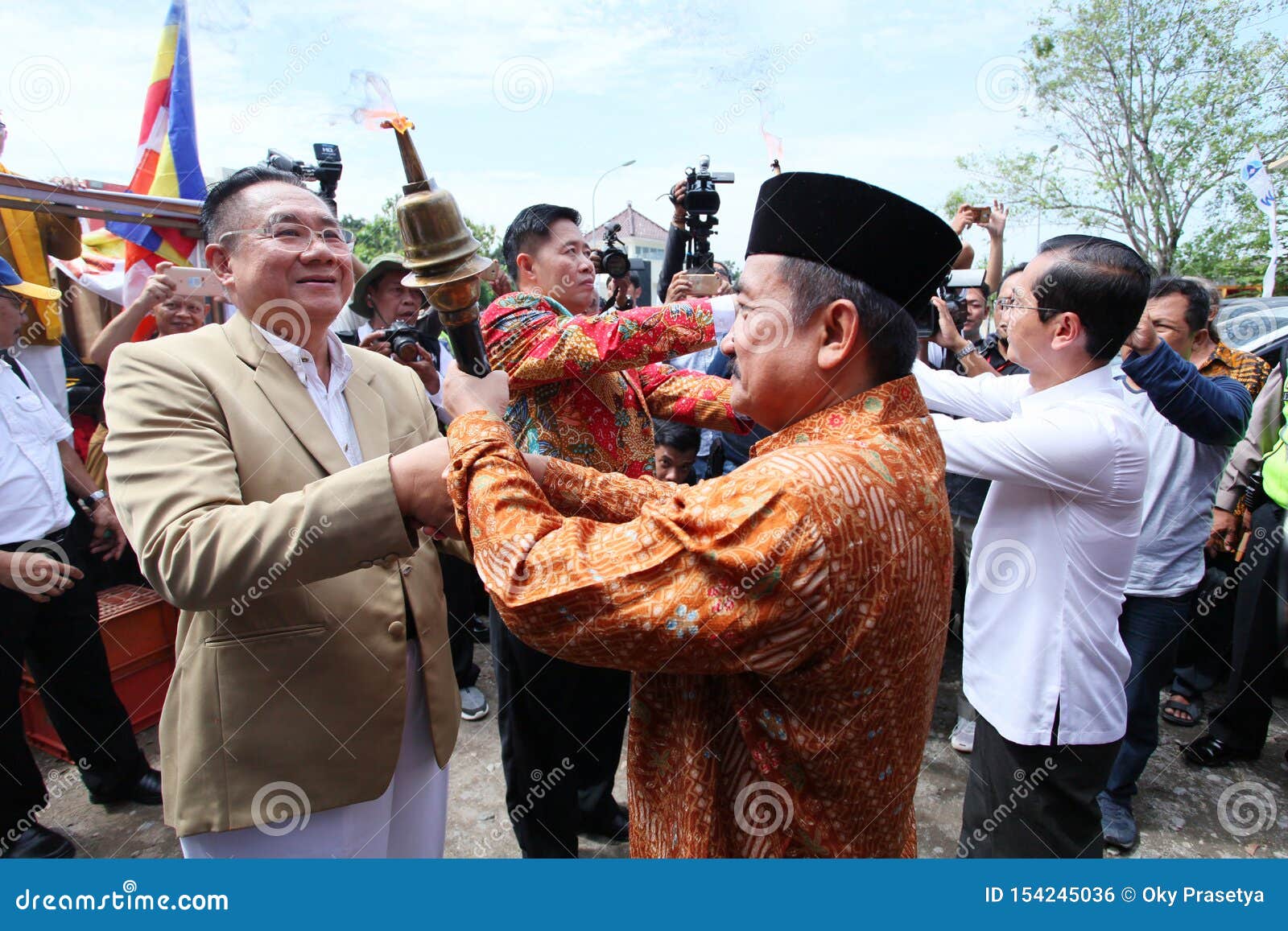 Magelang, Central Java / Indonesia - May 16, 2018 : Taking `Api Dhamma ...