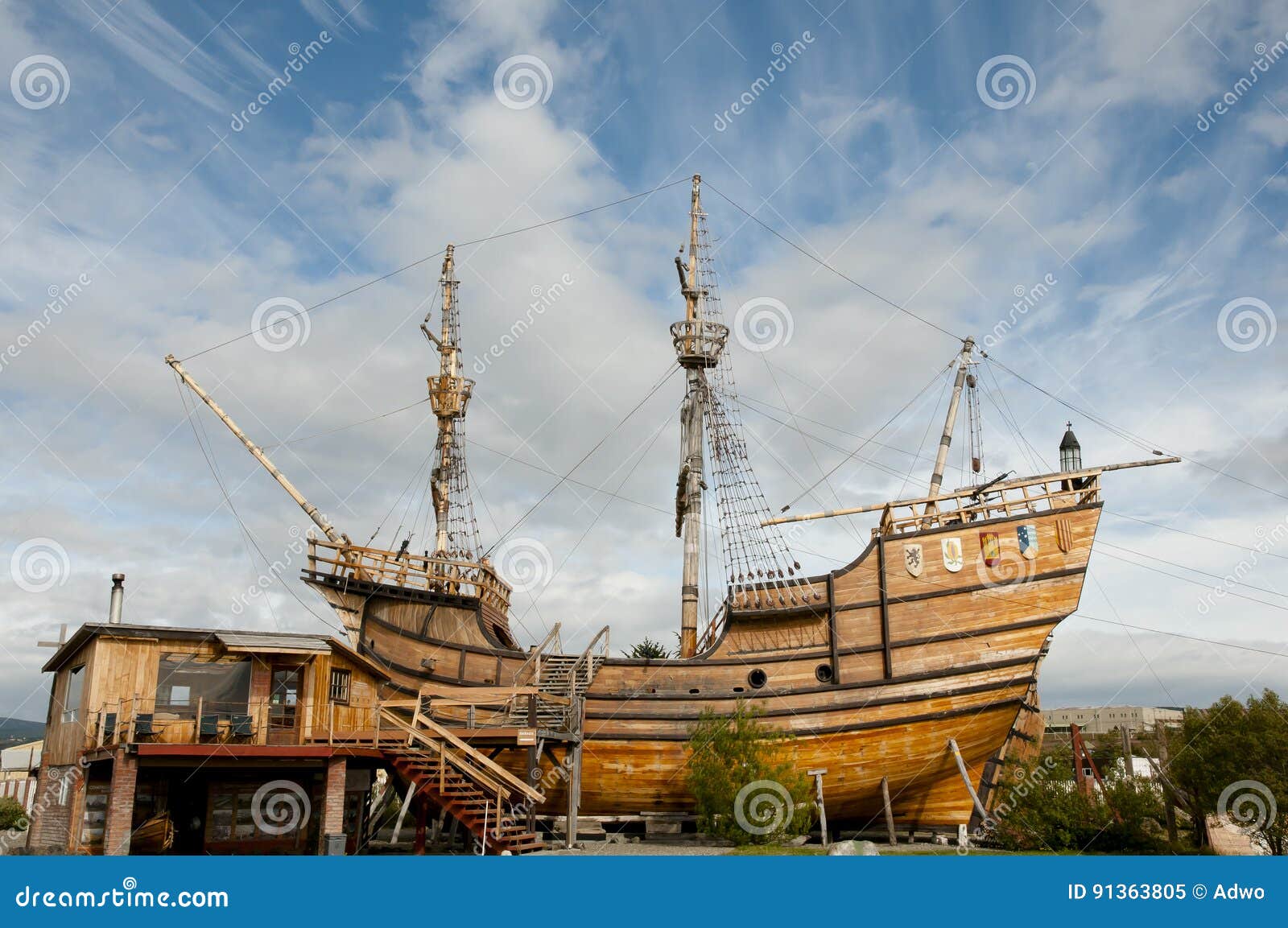 Magellan Replica Ship - Punta Arenas - Chile Stock Image - Image of ...