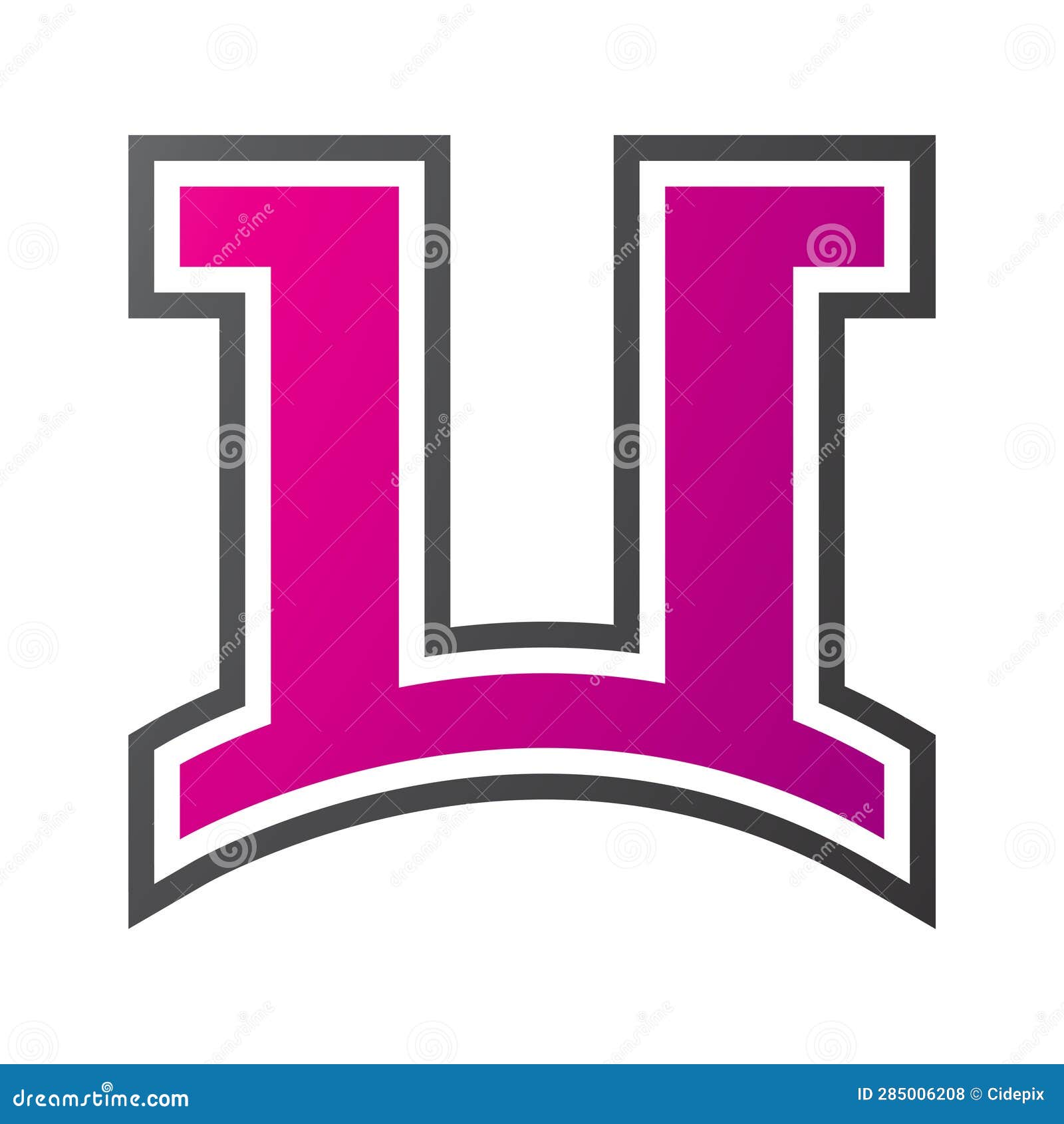 Magenta and Black Arch Shaped Letter U Icon Stock Vector - Illustration ...