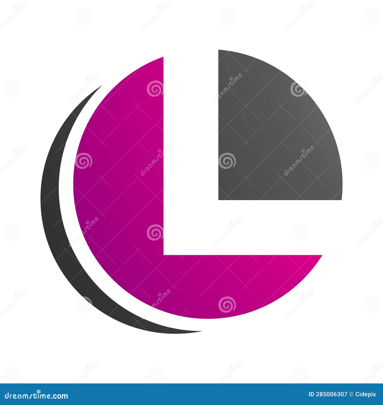 Magenta and Black Circle Shaped Letter L Icon Stock Vector ...