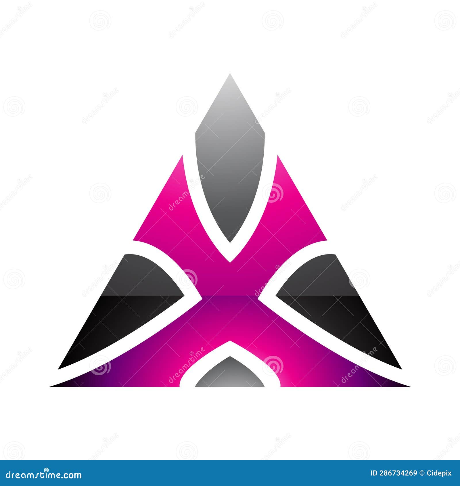 Magenta and Black Glossy Triangle Shaped Letter X Icon Stock Vector ...