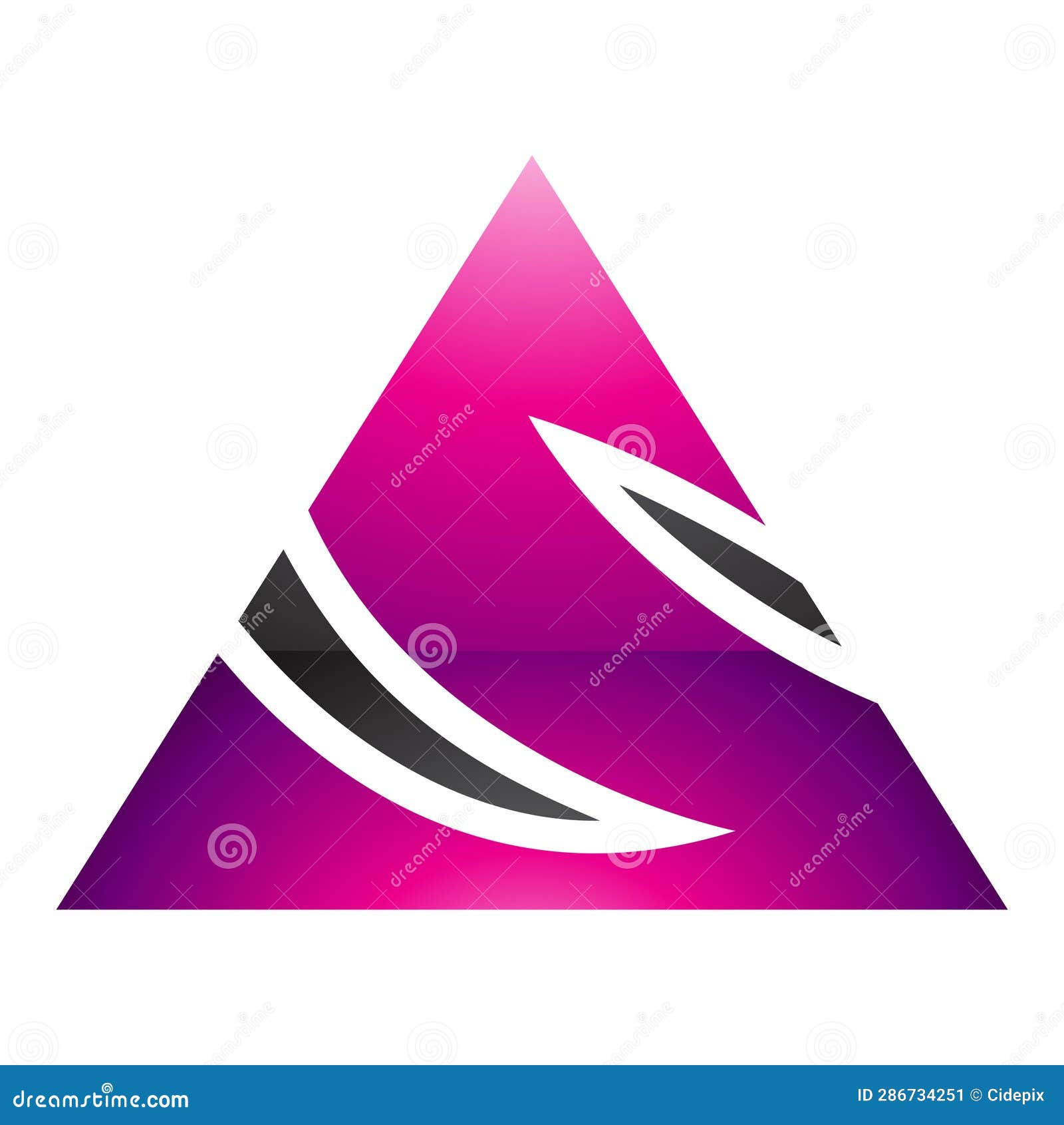 Magenta and Black Glossy Triangle Shaped Letter S Icon Stock Vector ...