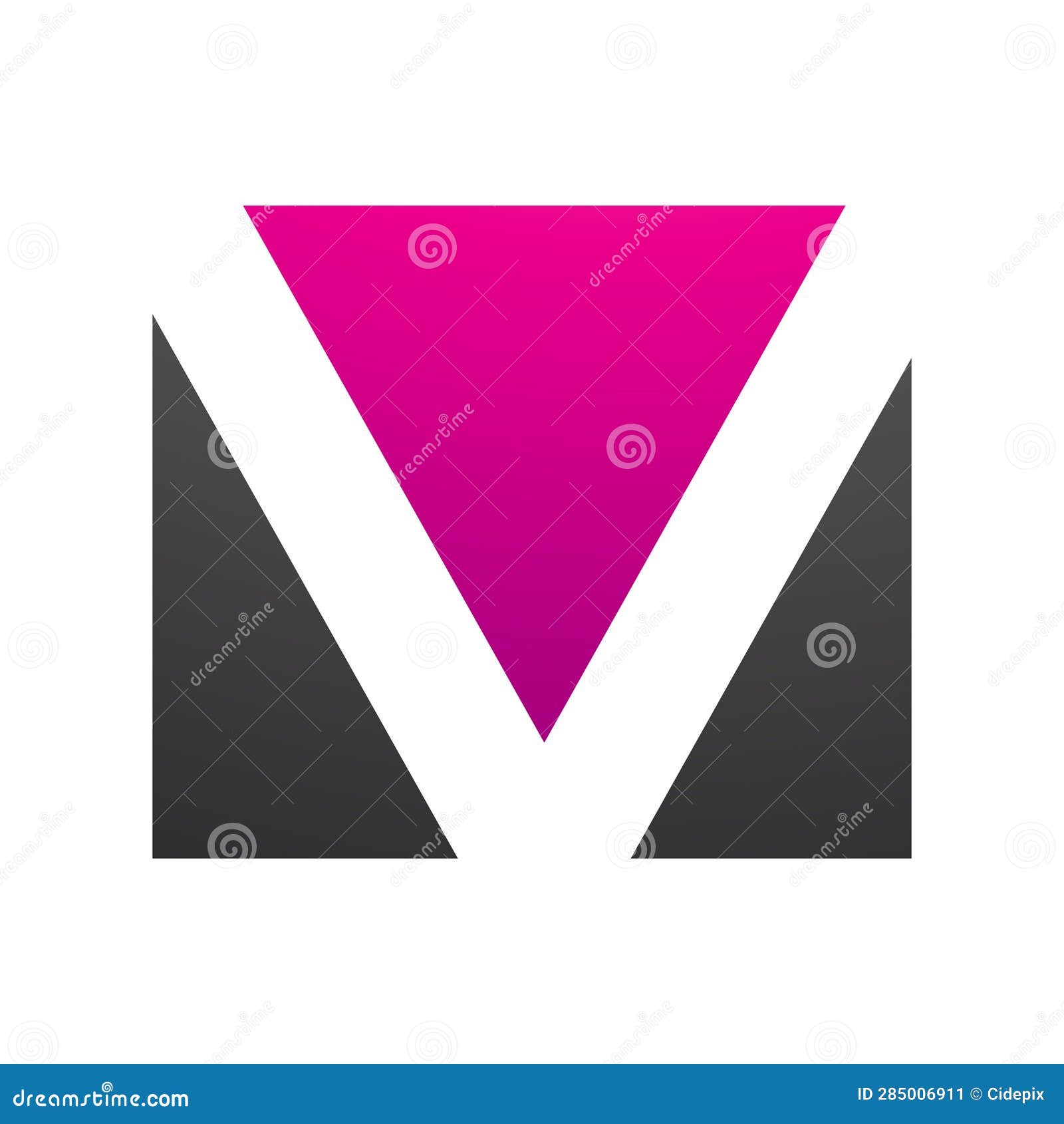 Magenta and Black Rectangular Shaped Letter V Icon Stock Vector ...