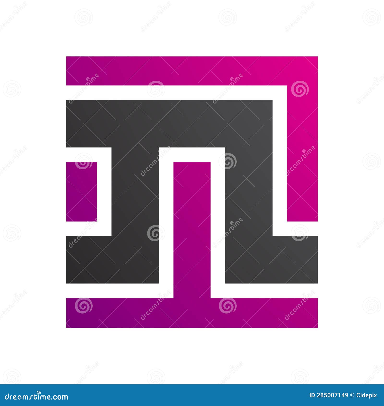 Magenta and Black Square Shaped Letter N Icon Stock Vector ...