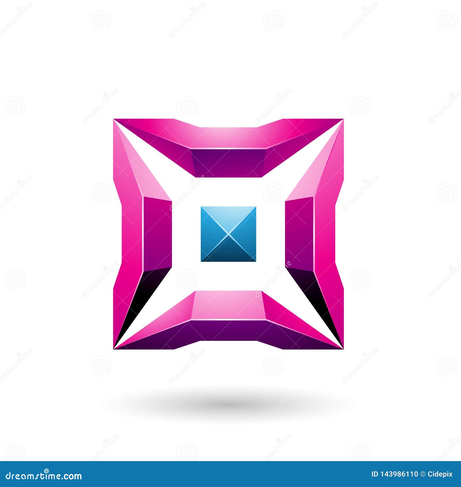 Magenta and Blue Square with 3d Glossy Pieces Vector Illustration Stock ...