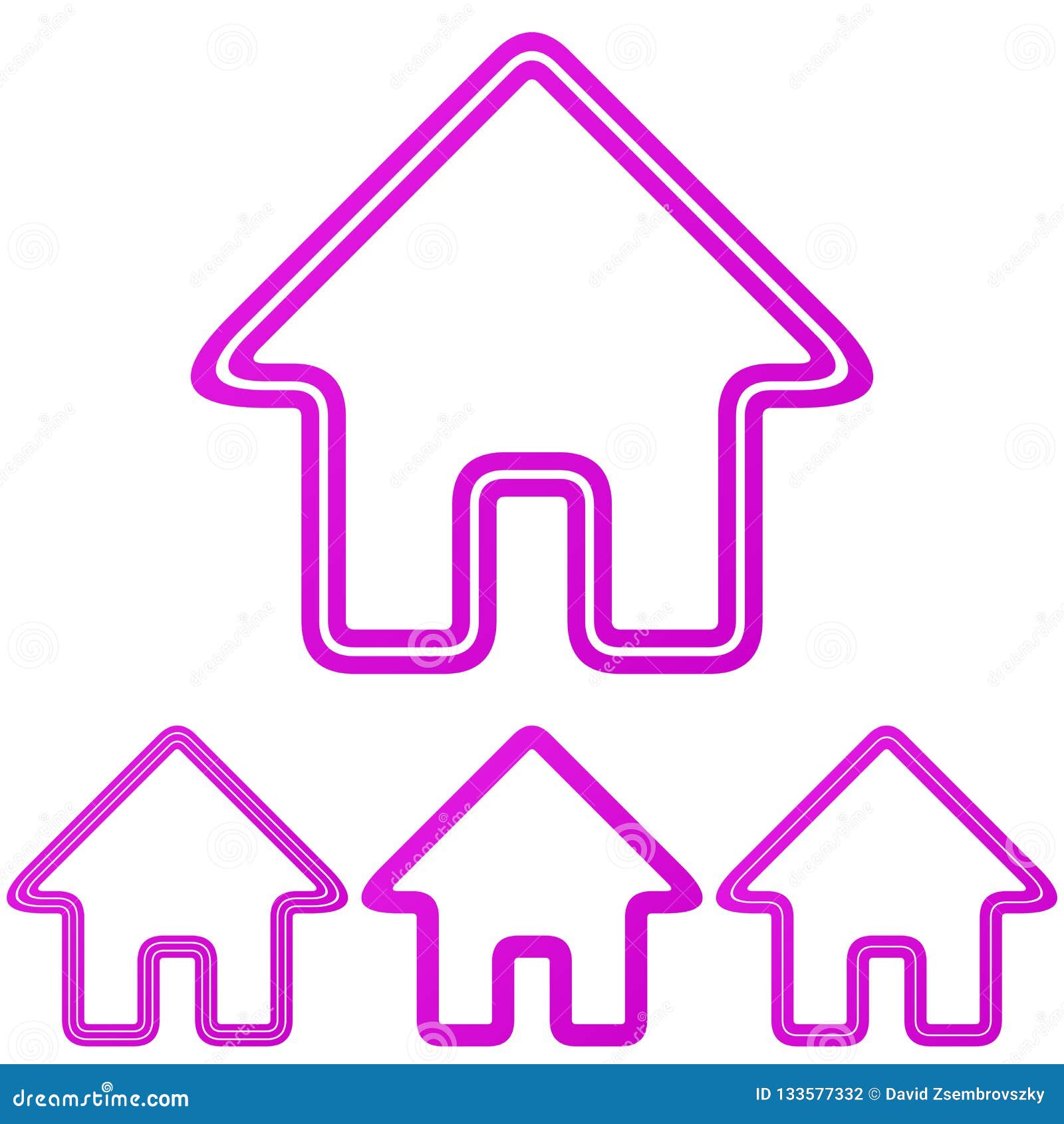 Magenta Line House Logo Design Set Stock Vector - Illustration of ...