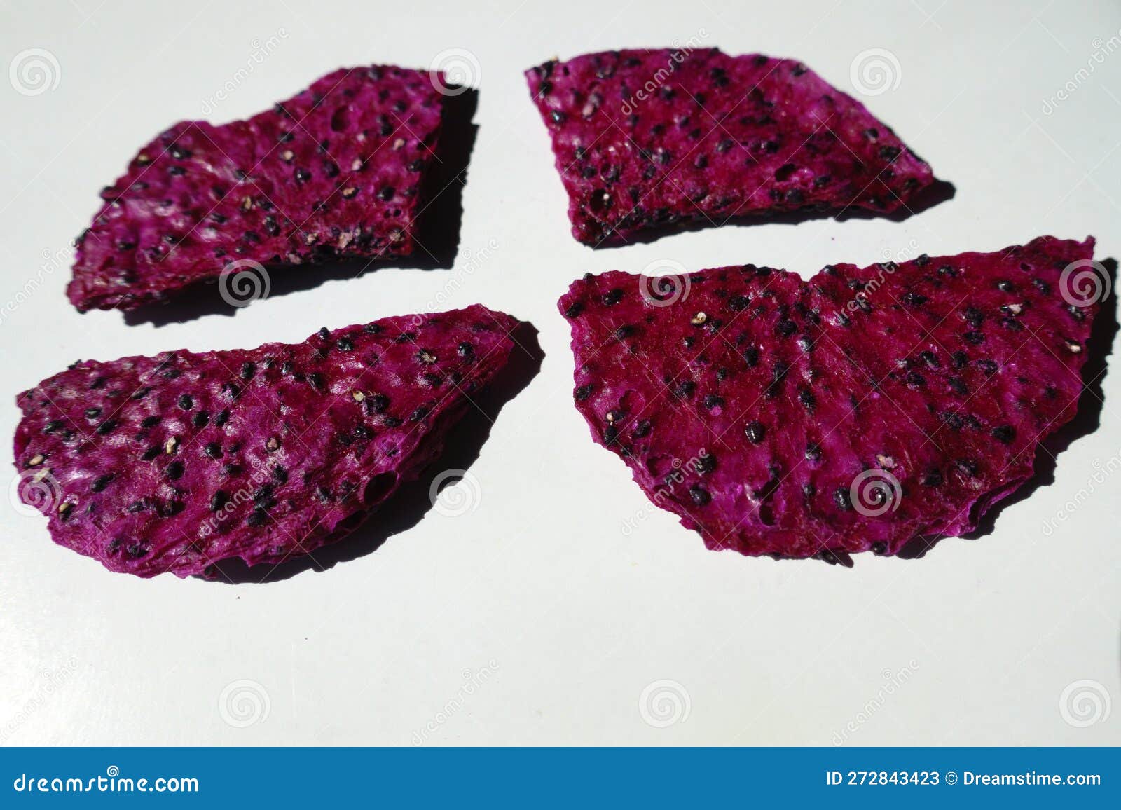4 Magenta-colored Crispy Dried Dragon Fruit Chips Stock Image - Image ...
