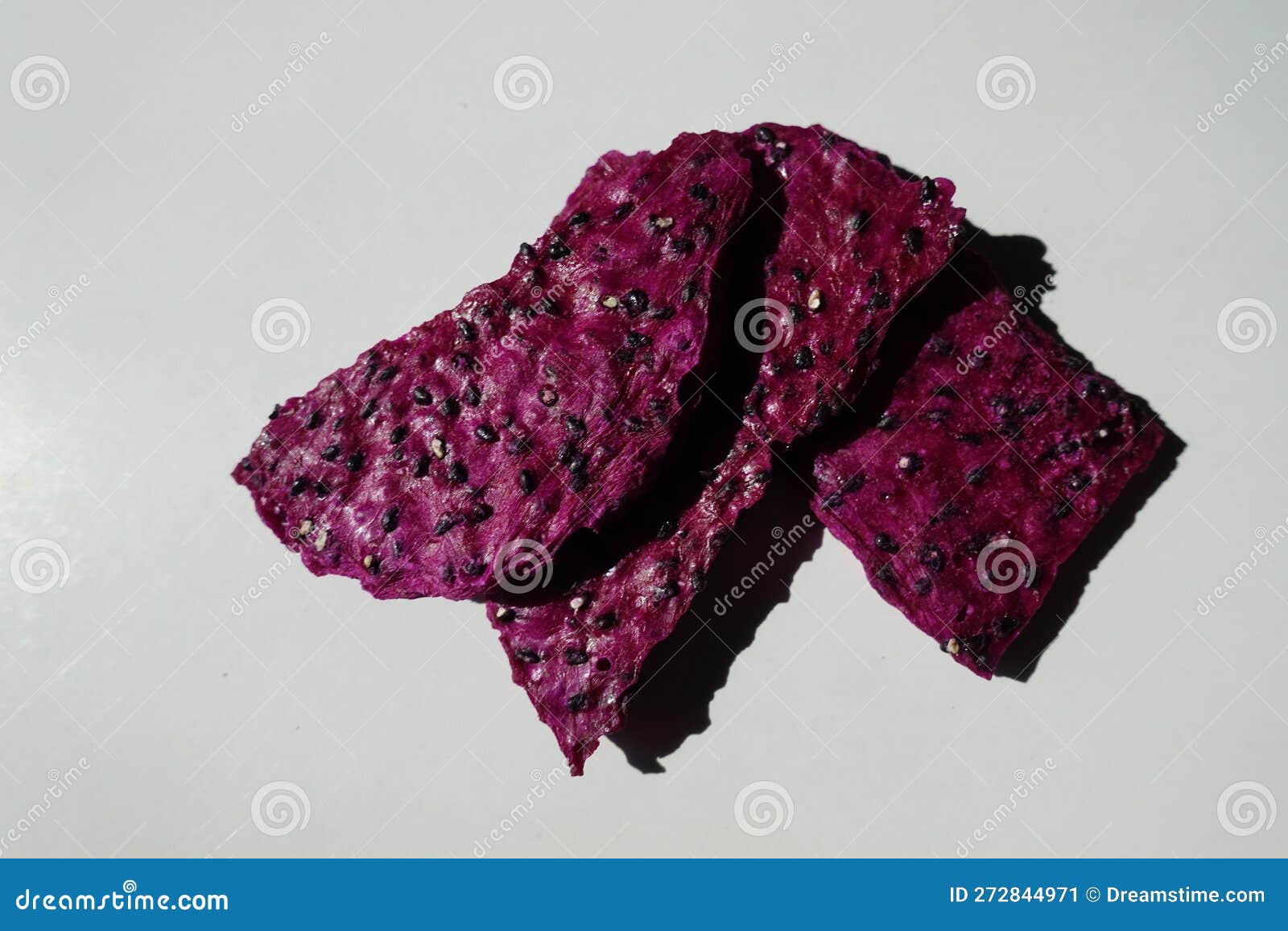 Magenta-colored Crispy Dried Dragon Fruit Chips (three Items Stock ...